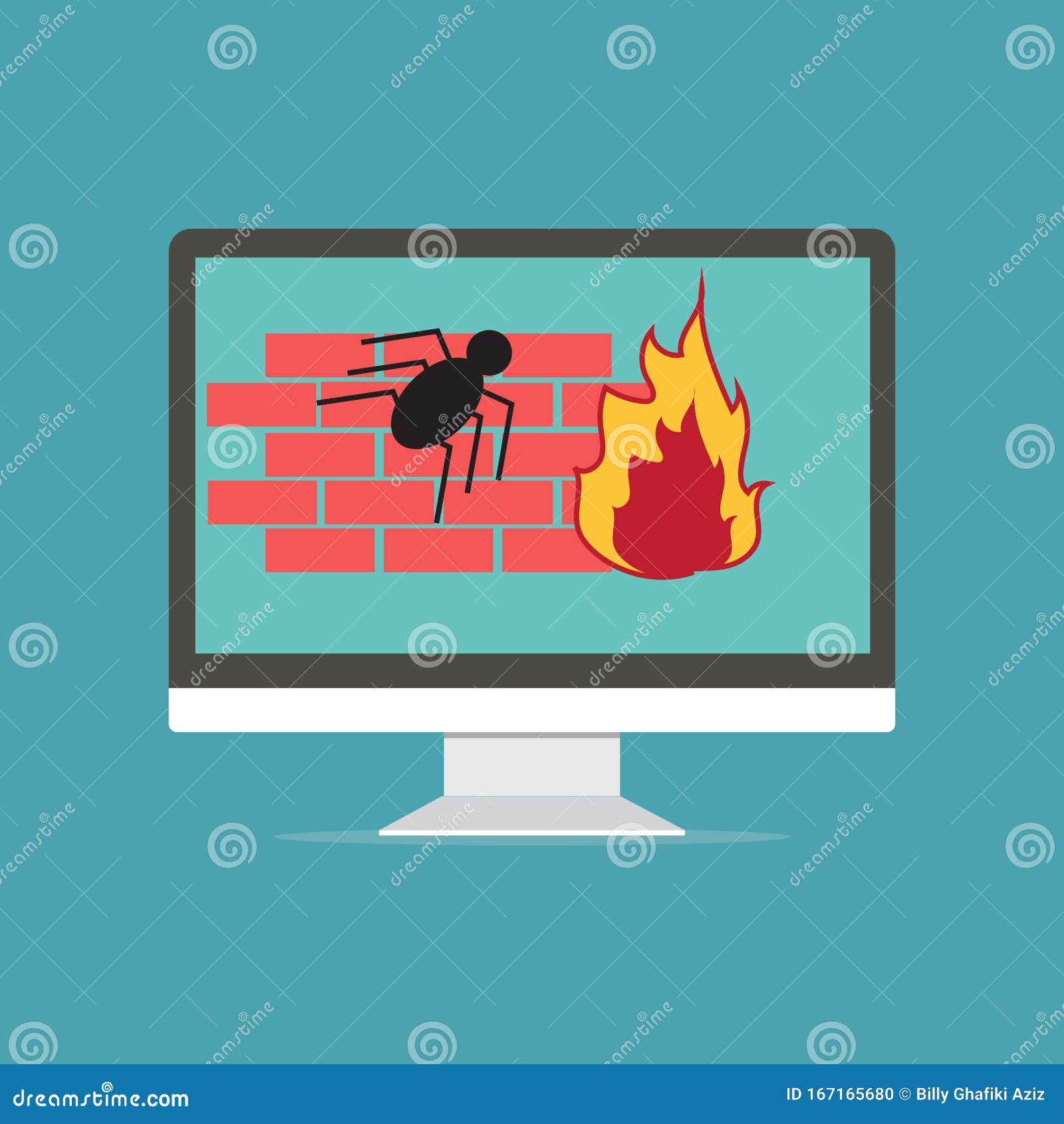 Illustration Vector Graphic Firewall on Pc Stock Vector - Illustration ...