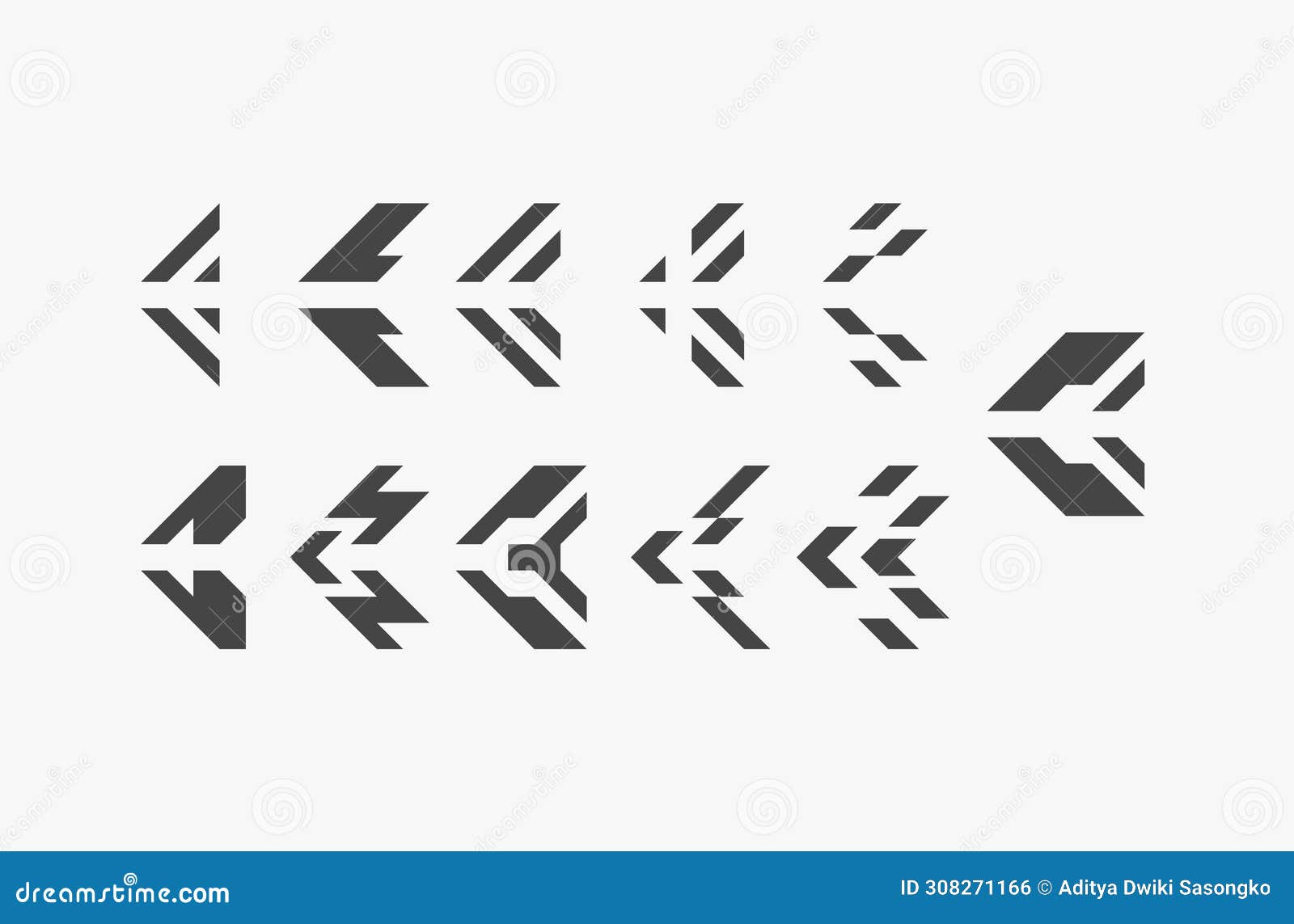 Geometric Unique Arrow Head Set Vector Stock Vector - Illustration of ...