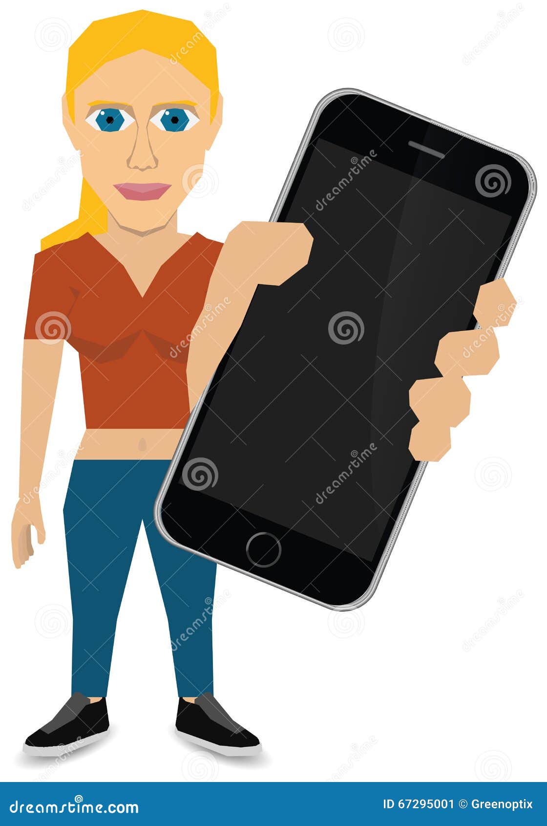 Illustration Vector Graphic Girl with Handy Stock Illustration ...