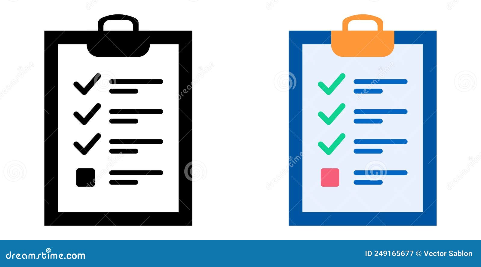 Two Colored and Black Checklists Cartoon Icon Stock Illustration ...