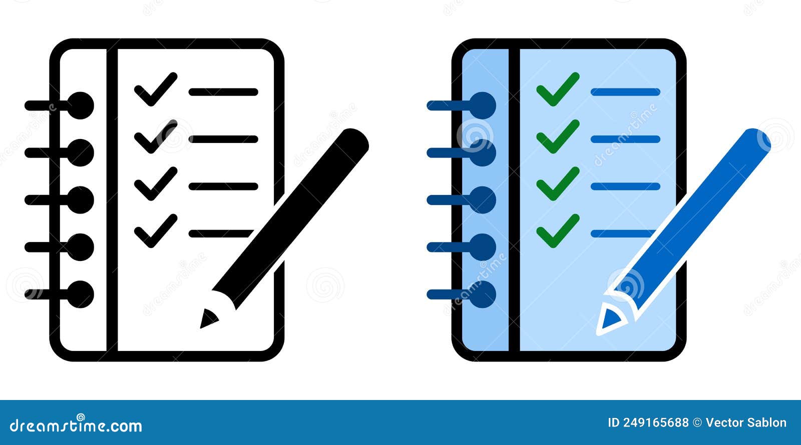 Two Colored and Black Checklists Cartoon Icon Stock Illustration ...