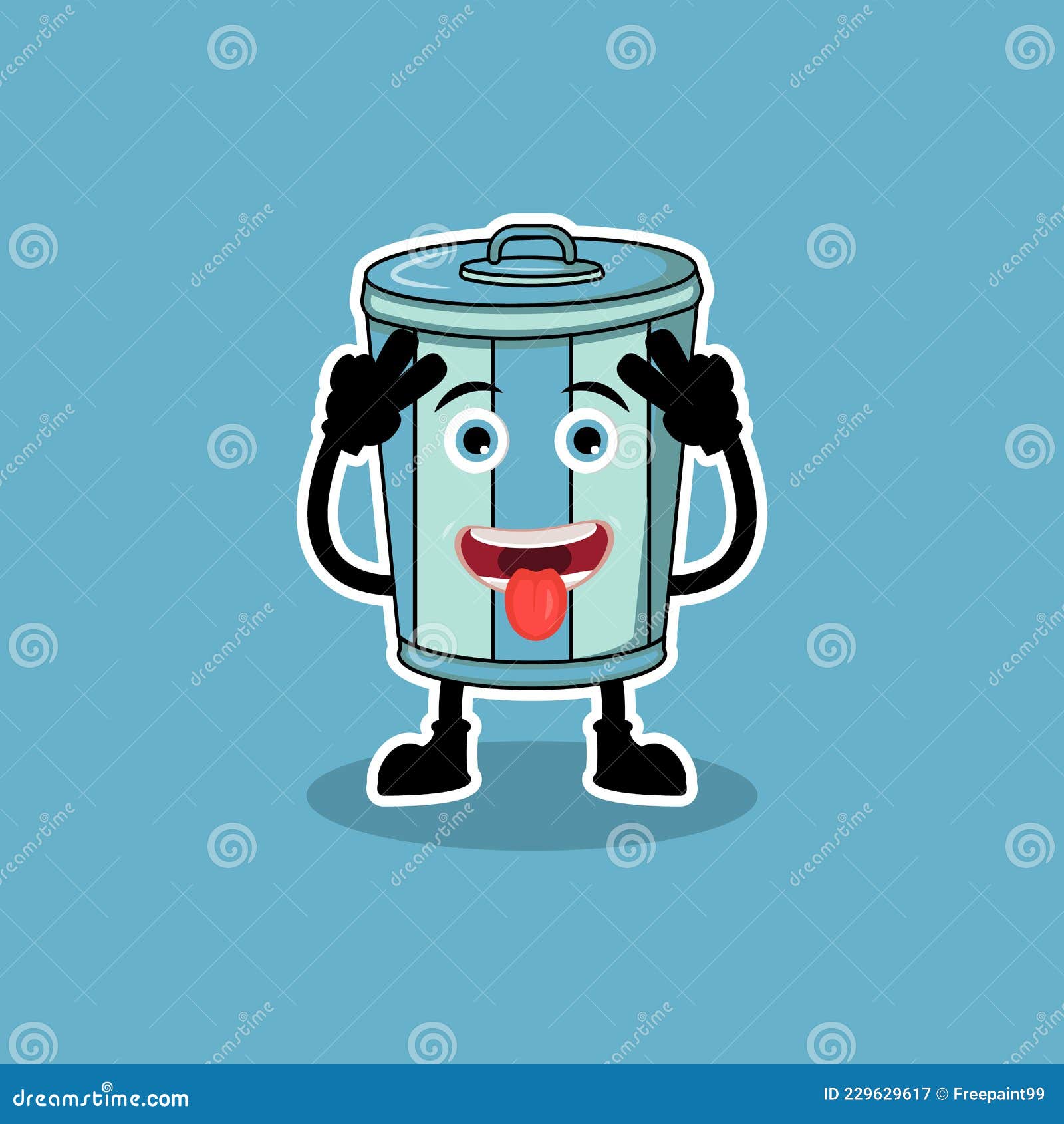 Illustration Vector Graphic of Mascot Funny Garbage Can, Design ...
