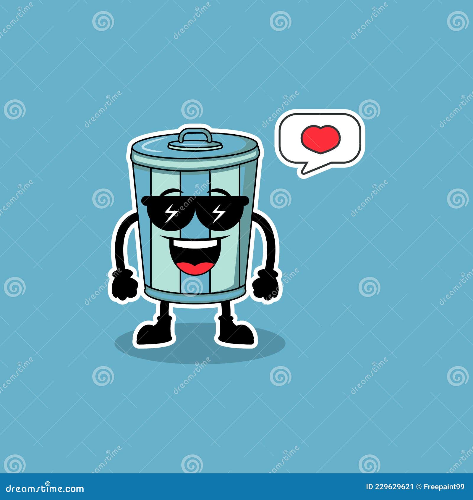 Illustration Vector Graphic of Mascot Funny Garbage Can, Design ...