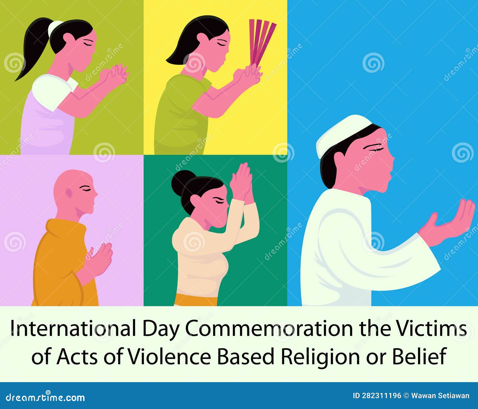 Illustration Vector Graphic of Praying Poses of Different Religions ...