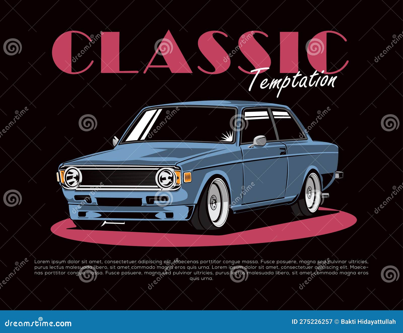 Illustration Vector Graphic of Classic 80s Car Design with Blue Color ...