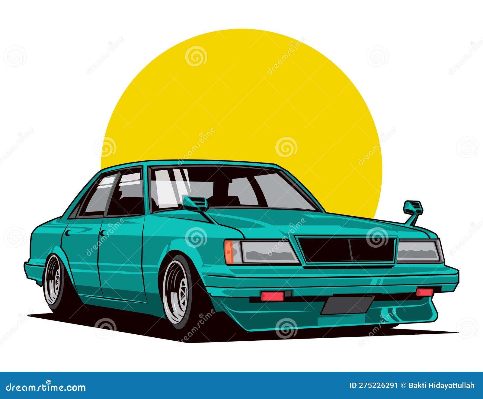Illustration Vector Graphic of 90s Car Designin Green Tone Stock Vector ...
