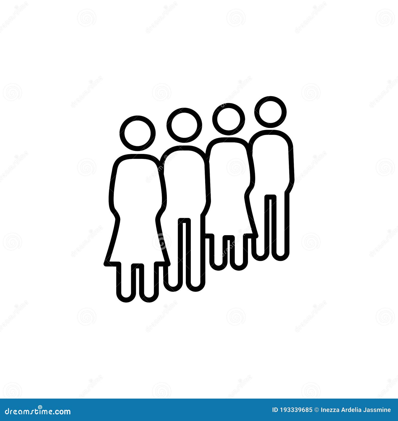 Queue Icon, Symbol Line Design Template Stock Vector - Illustration of ...