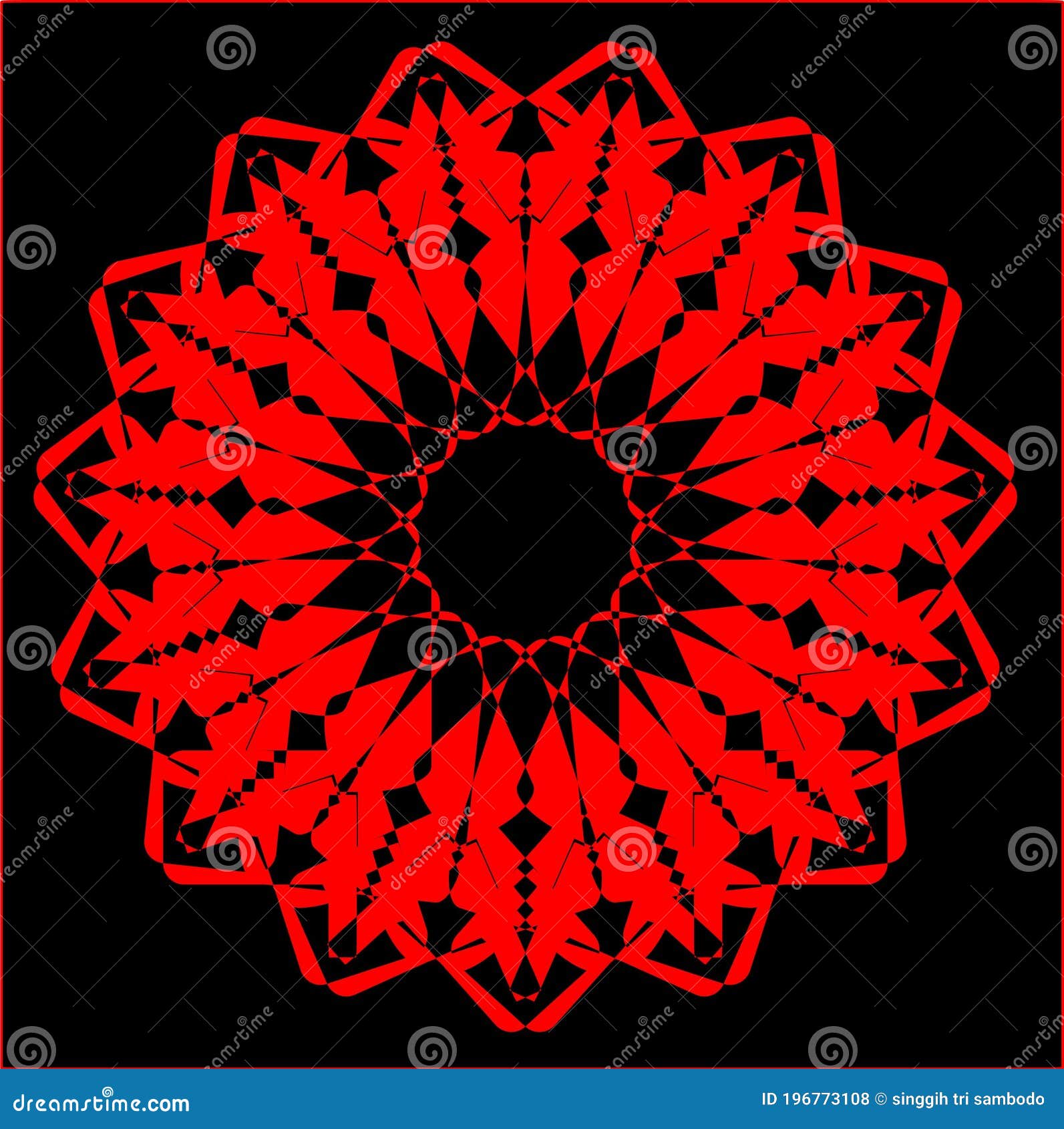 Illustration Vector Graphic of Red Flower Mandala Pattern Geometric ...