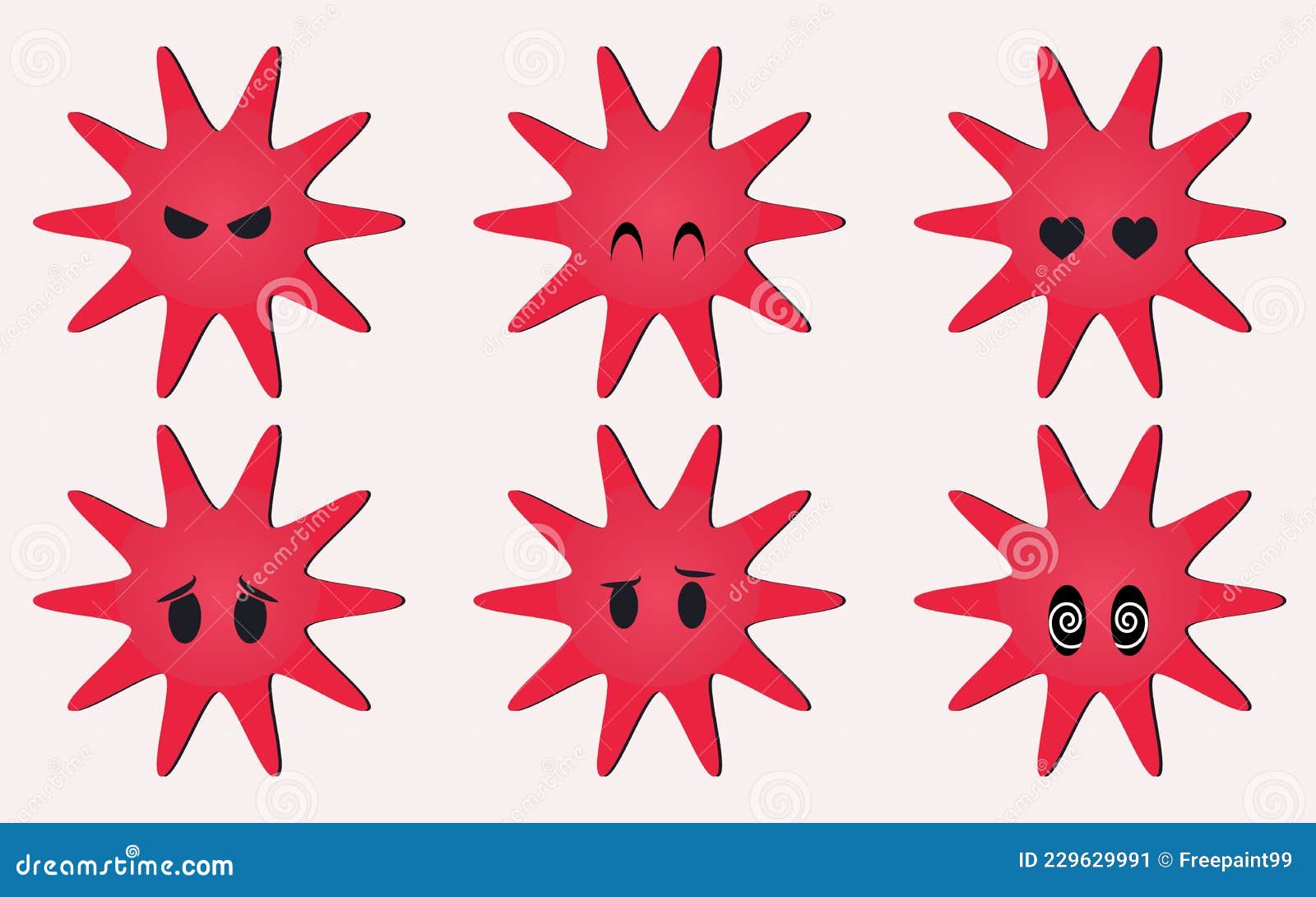Illustration Vector Graphic of a Set of Cute Virus Emoticons, Suitable ...