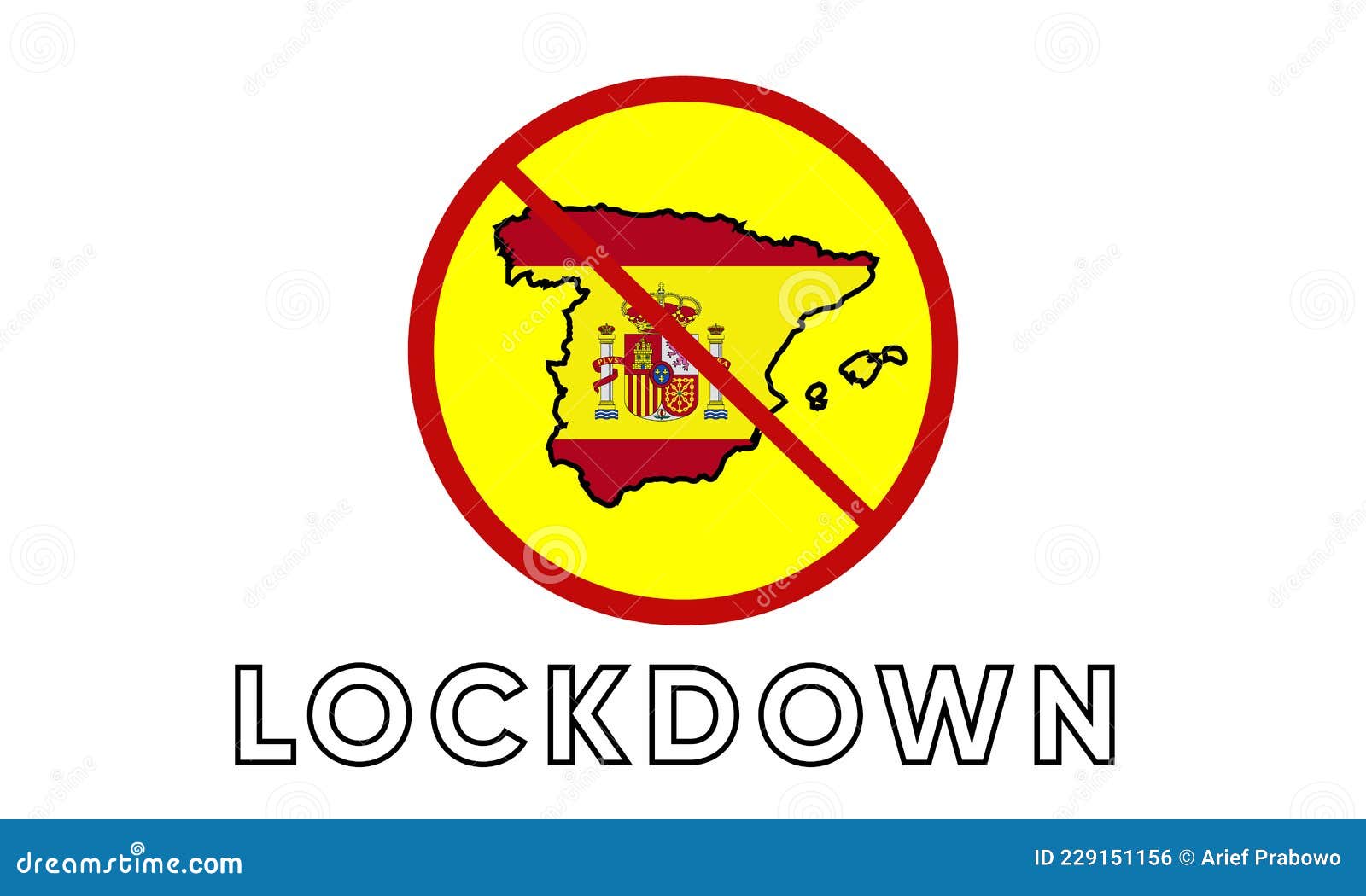Illustration Vector Graphic of Sign Caution of Spain Lockdown. Vector ...