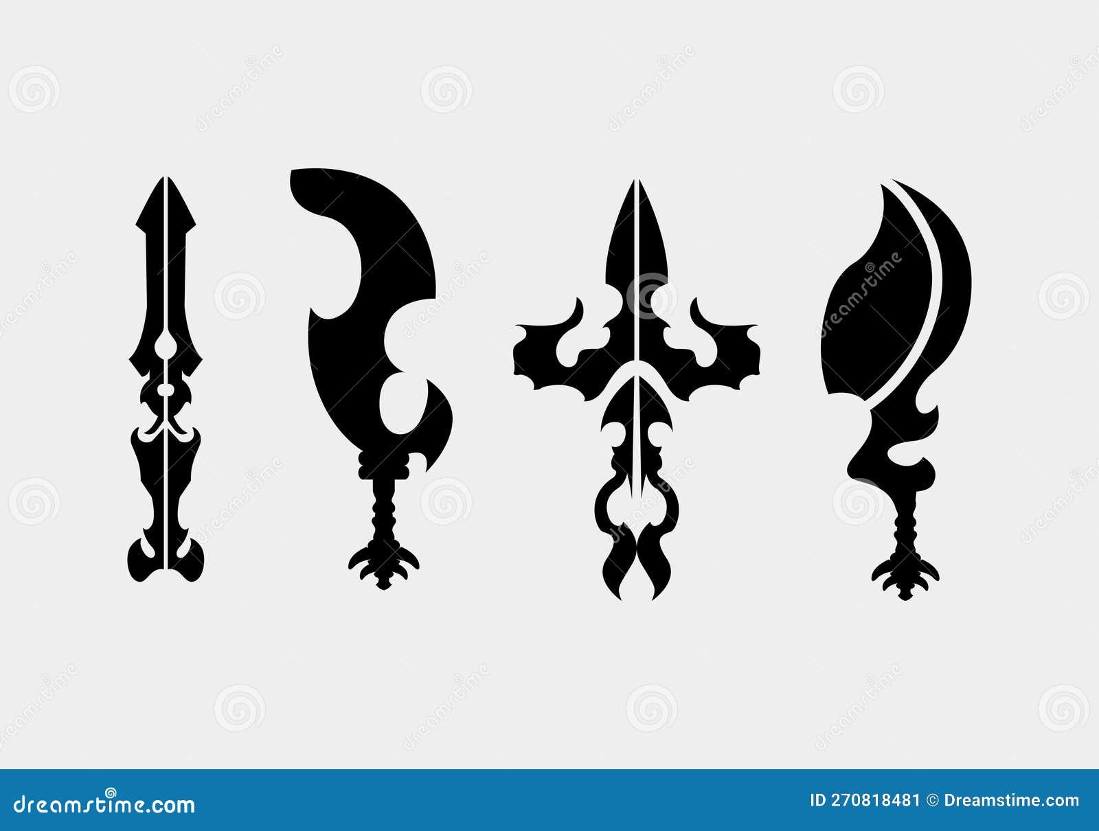 Blade Sword Warrior Armor Weapon Tools Sharp Knife Illustration Vector Element Set Bundle ...