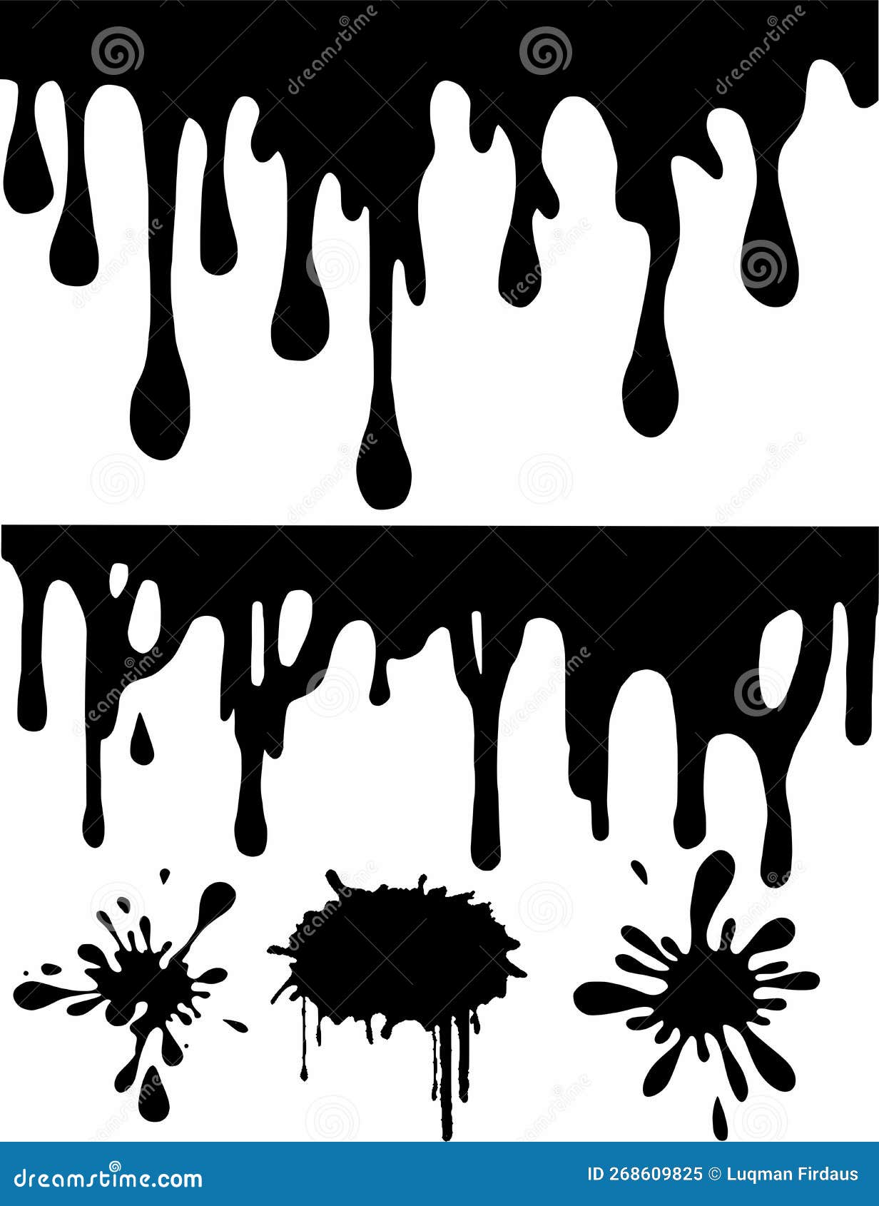 Melted Ink and Splash Art Illustration Vertor Element Set Bundle ...