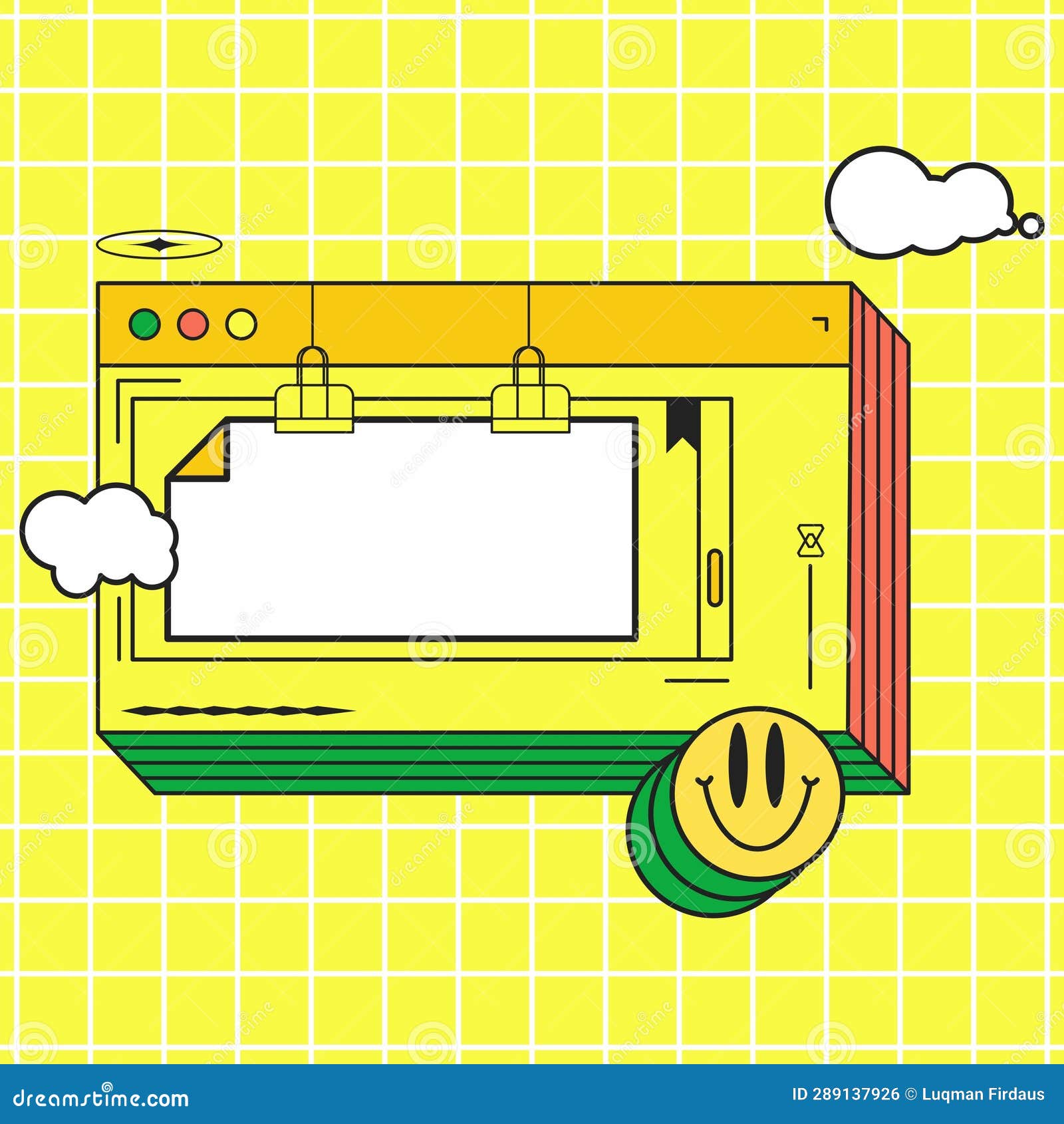 Retro Pop Up Window Computer Frame Background Text Space Empty Smile ...