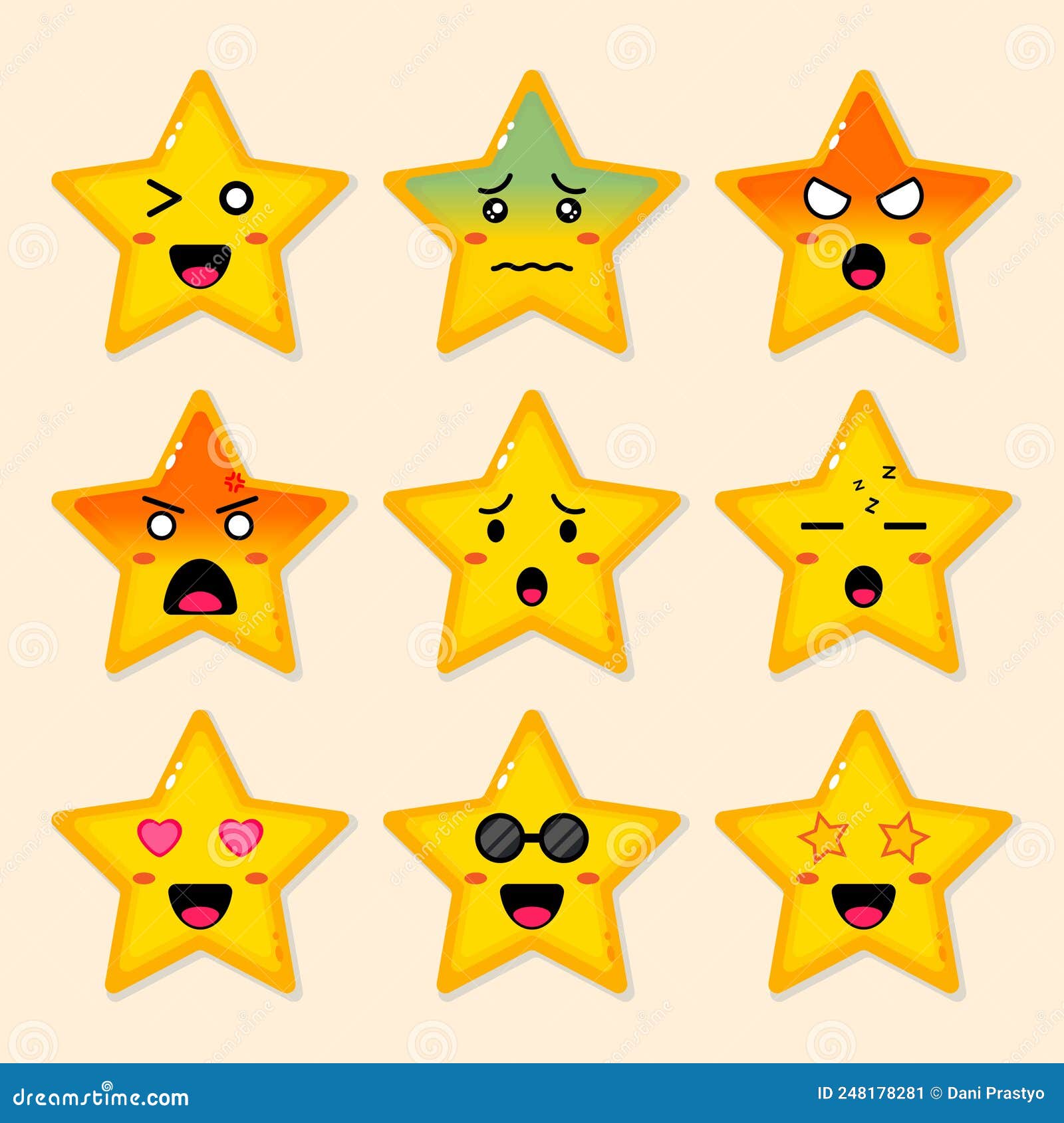 Star Cartoon Character Emoticon Stock Vector - Illustration of angry ...