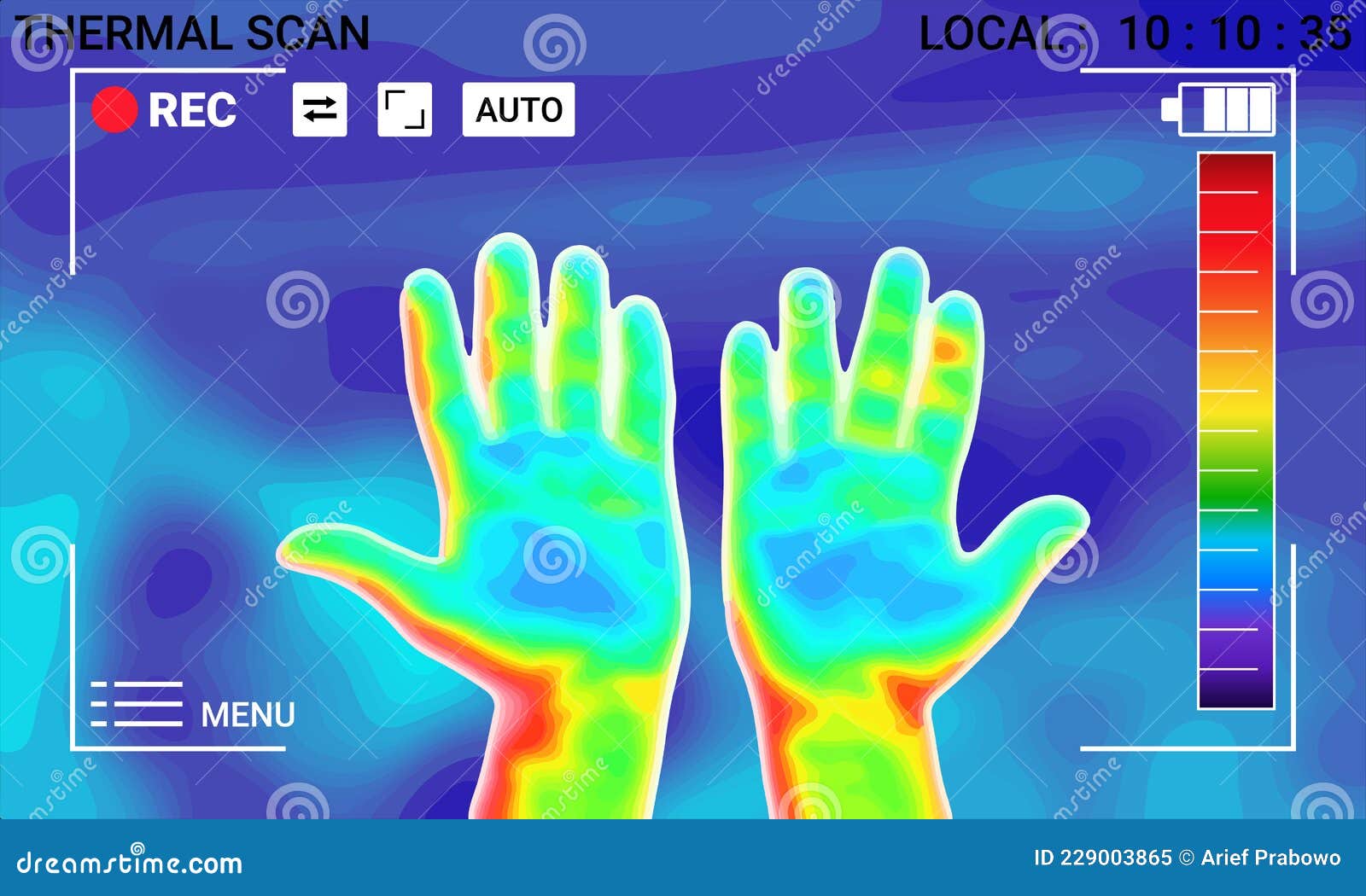 Illustration Vector Graphic of Thermal Image Scanning Human Hands and ...