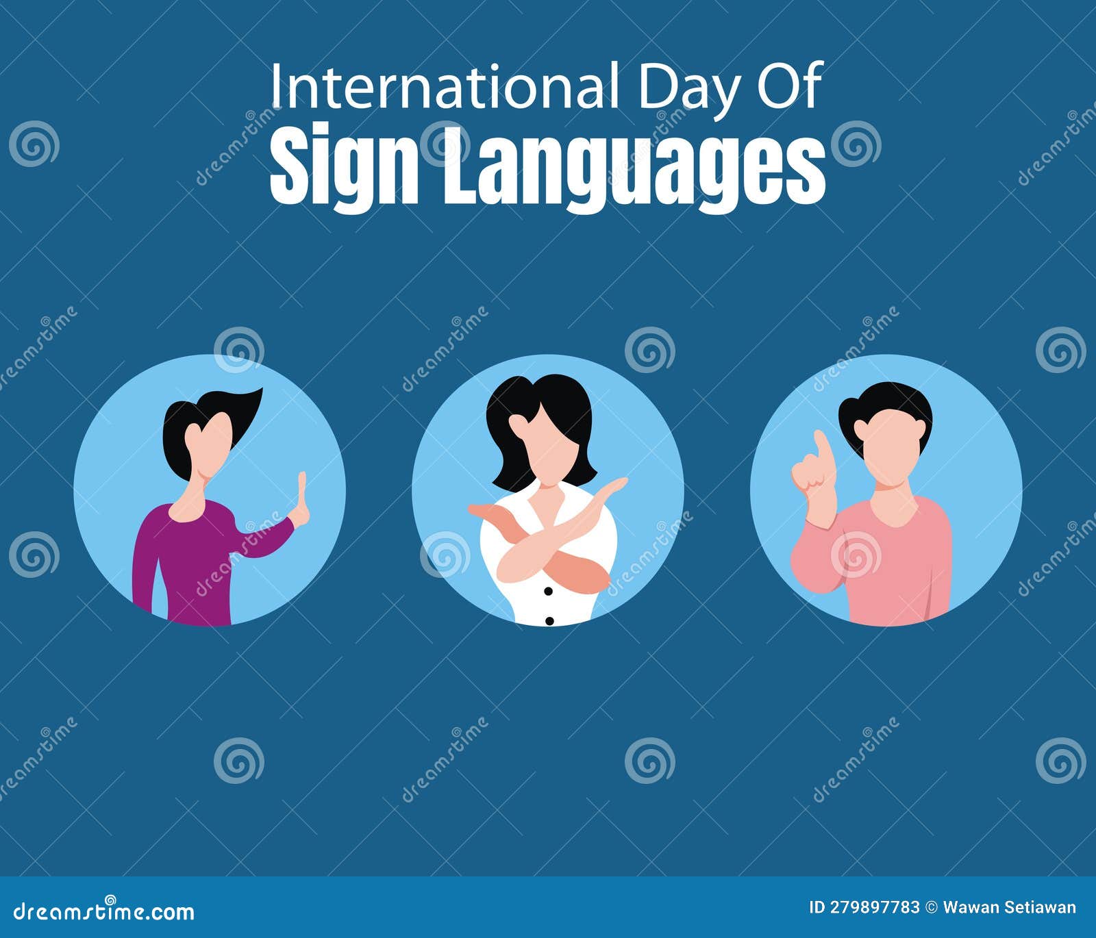 Illustration Vector Graphic of Three People Doing Sign Language ...