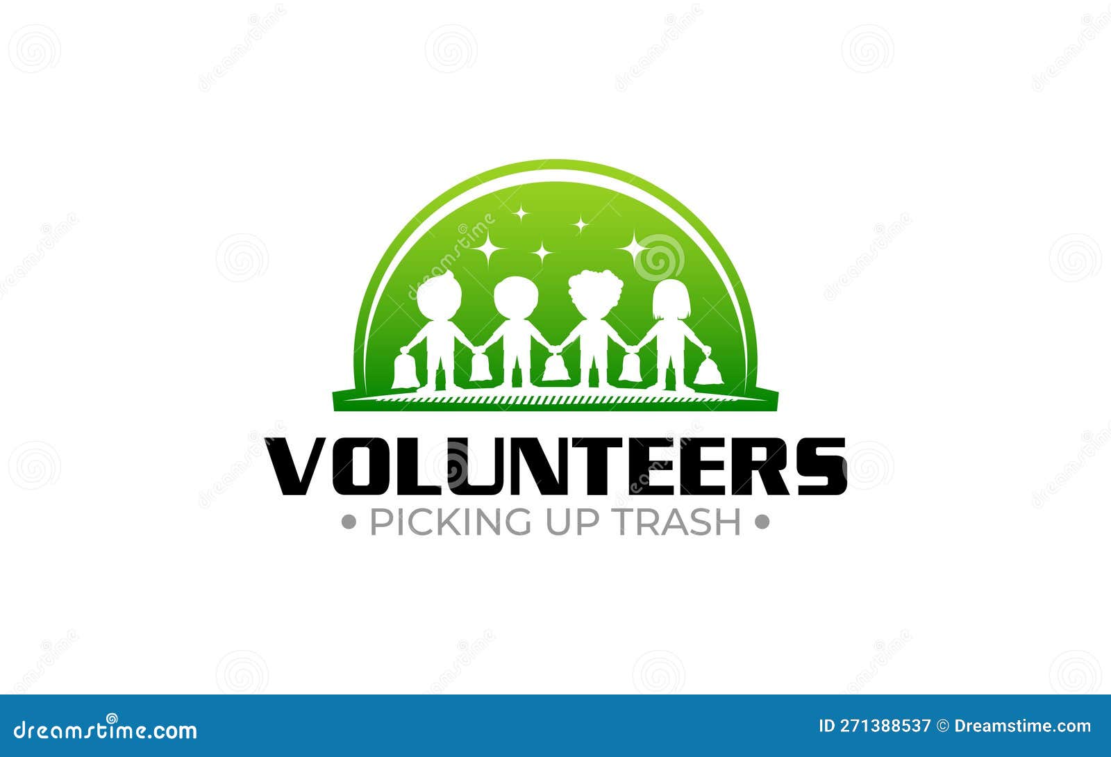 Illustration Vector Graphic of a Volunteer Picking Up Trash Logo Design ...