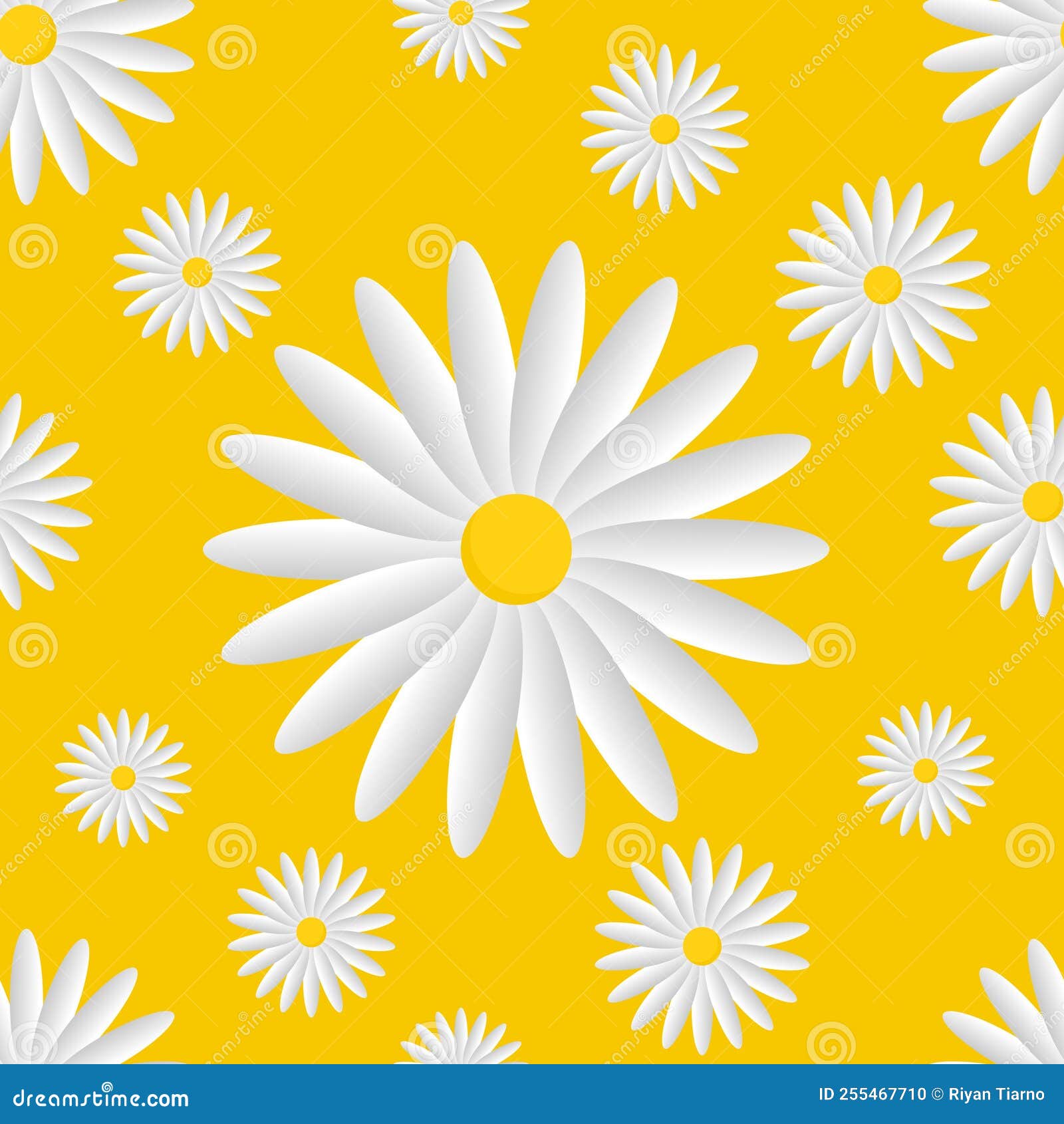 Illustration Vector Graphic of White and Yellow Floral Pattern ...