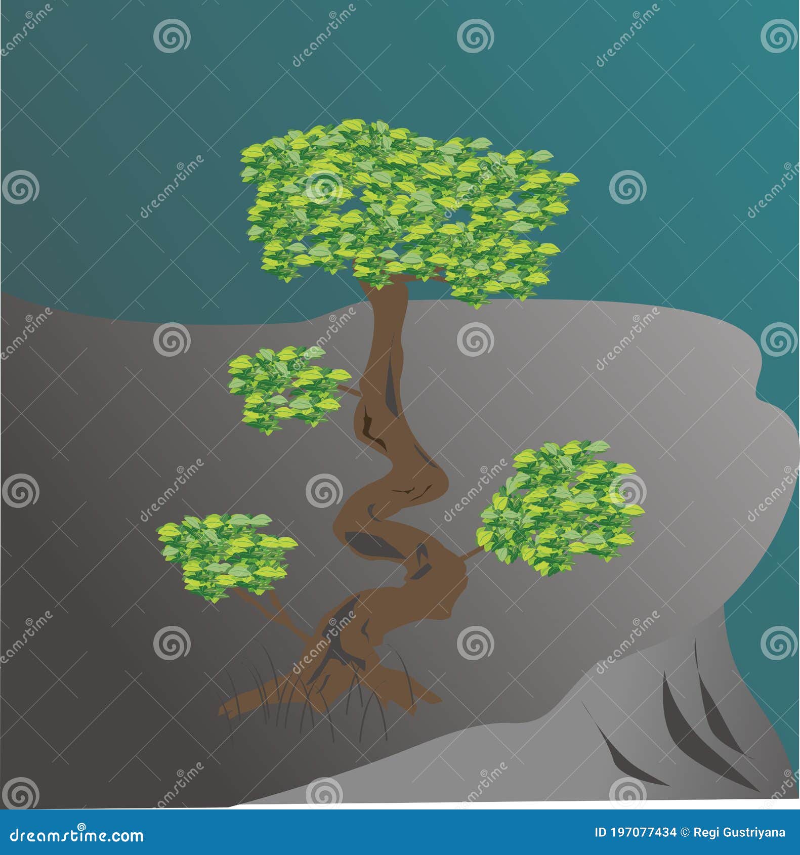Illustration Vector Graphics Beautiful Tree on the Hill Stock Vector ...