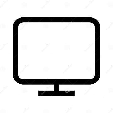 Screen Icon White Isolated White Stock Vector - Illustration of desktop ...