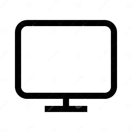 Screen Icon White Isolated White Stock Vector - Illustration of desktop ...