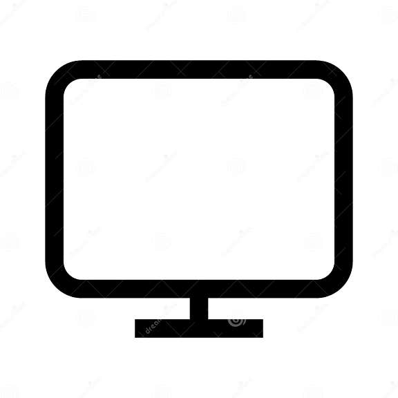Screen Icon White Isolated White Stock Vector - Illustration of desktop ...