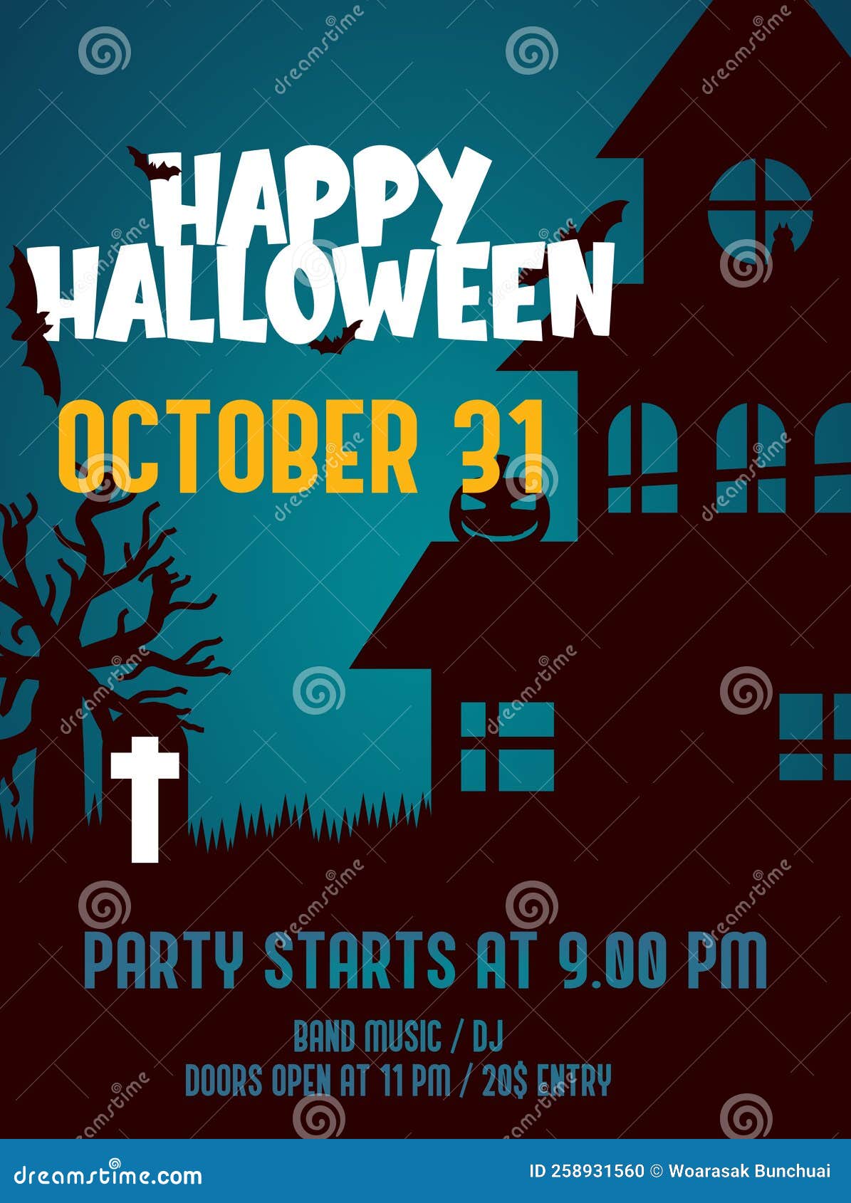 Illustration Vector. Halloween Poster. Background October Party Stock ...
