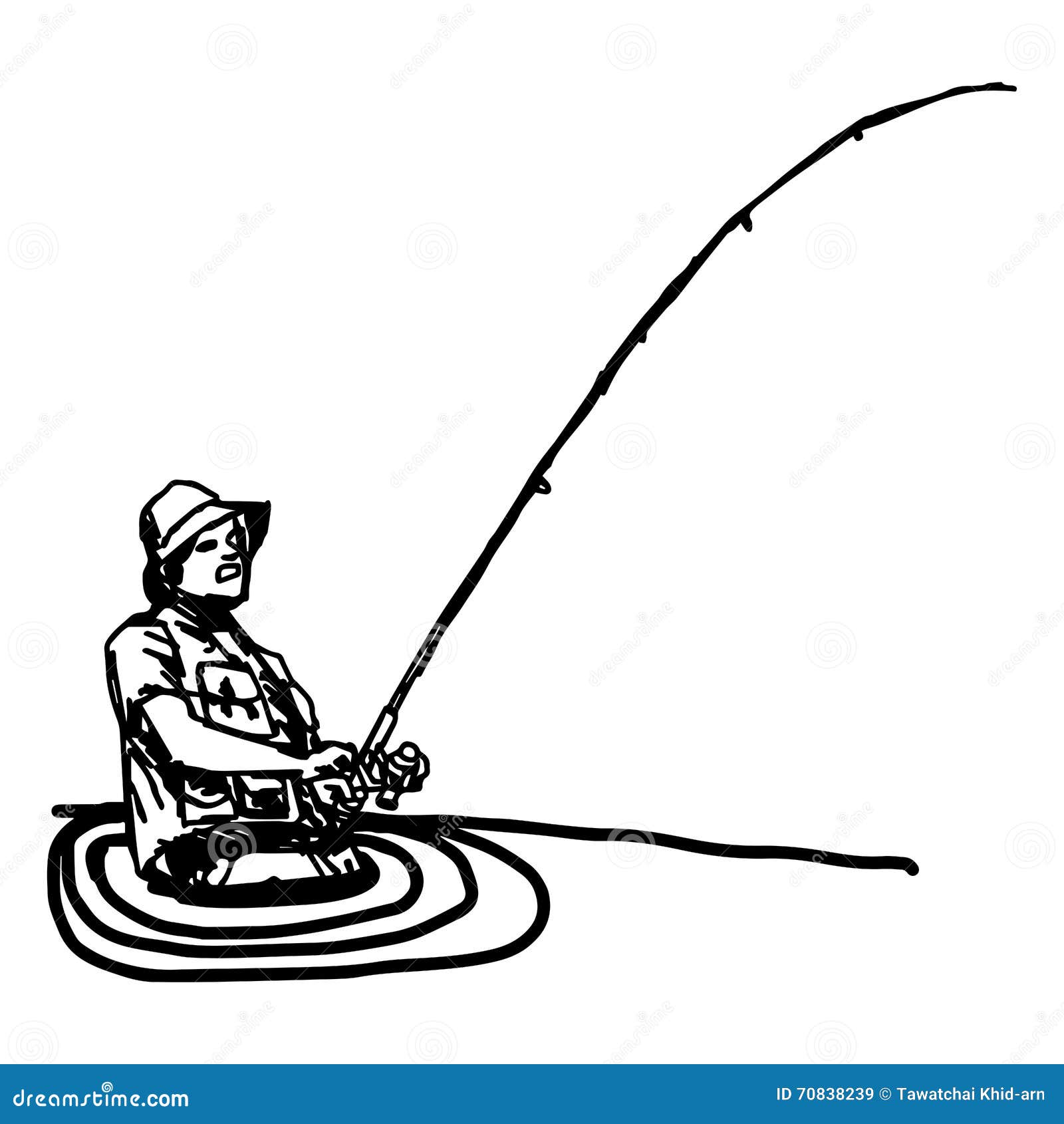 Illustration Vector Hand Draw Doodles of Fisherman with Hook Stock ...
