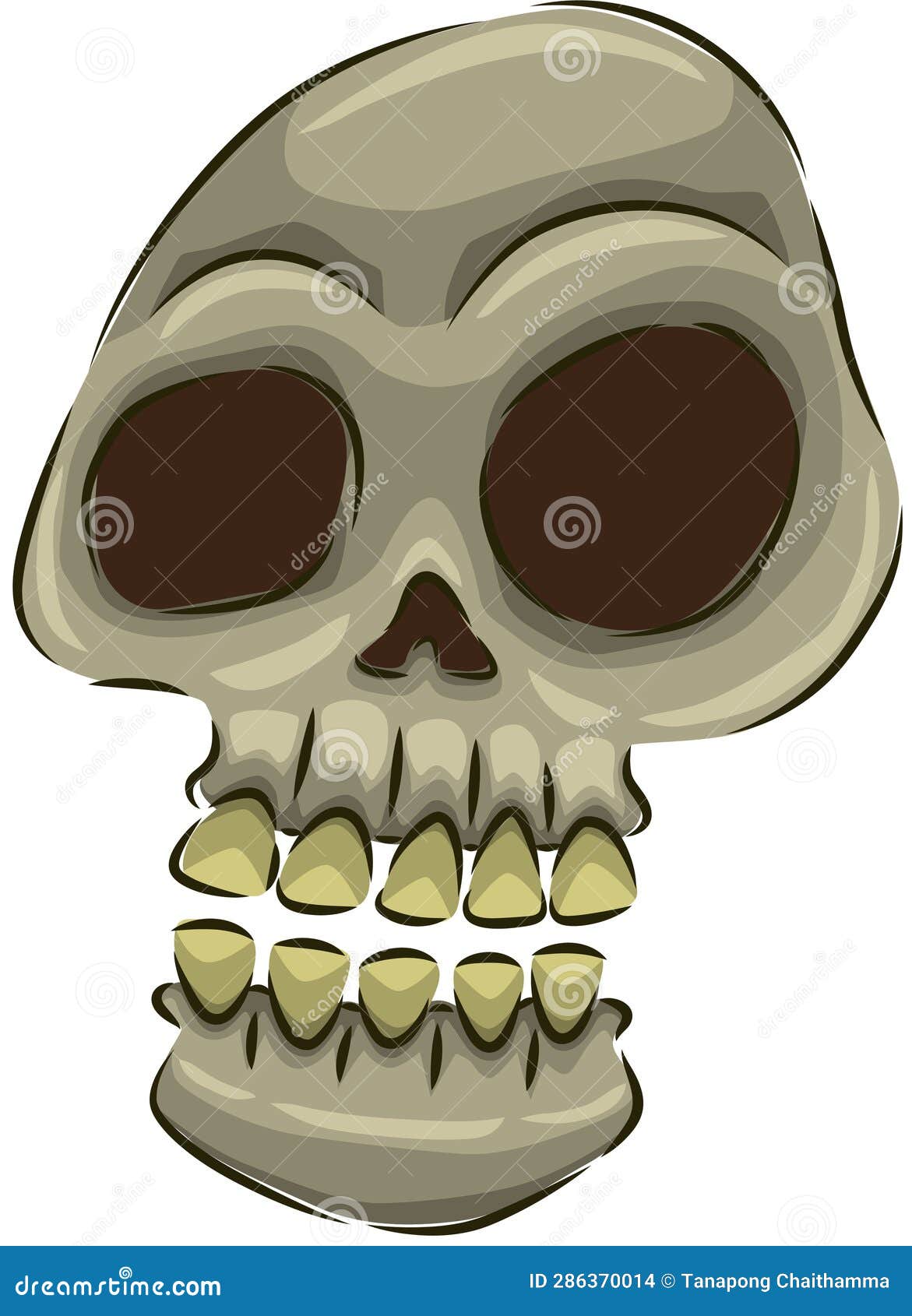 Illustration Vector Hand Drawn Element Cartoon Cute Skull Stock Vector ...