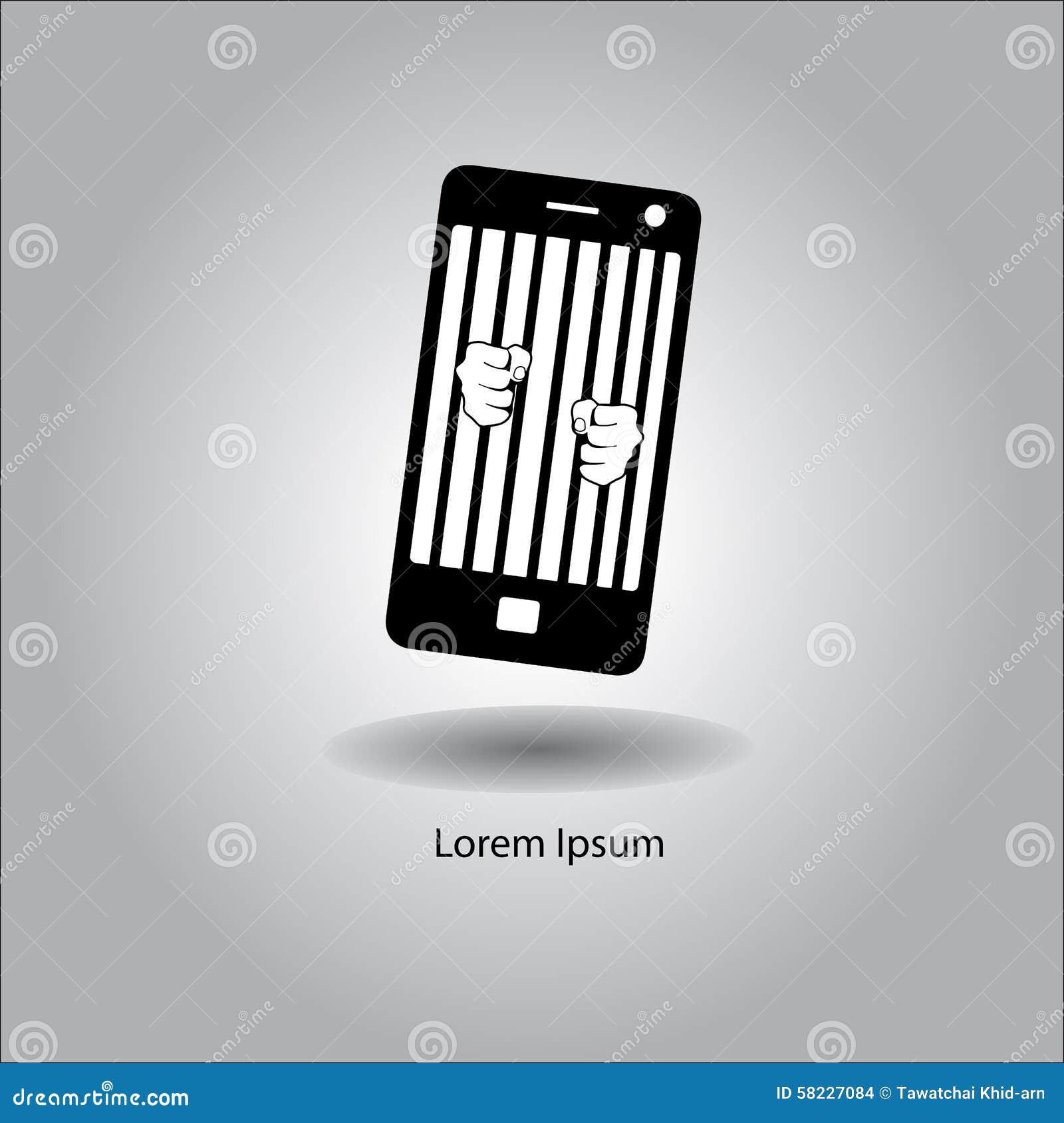Illustration Vector Hand Holding Jail Bars In Mobile Phone, Pris Stock ...