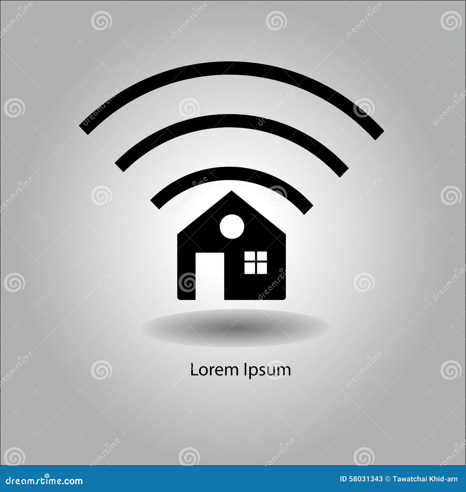Illustration Vector Home Icon with Wireless Signal Sign Symbol. Stock ...