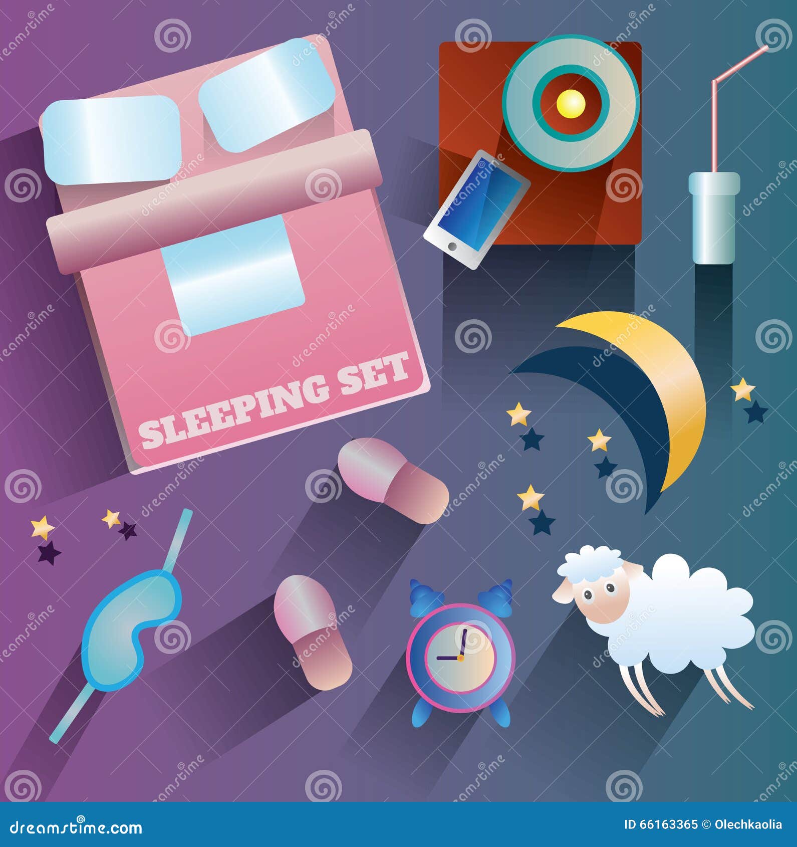 Illustration of Vector Icons about Sleeping Theme Stock Vector ...