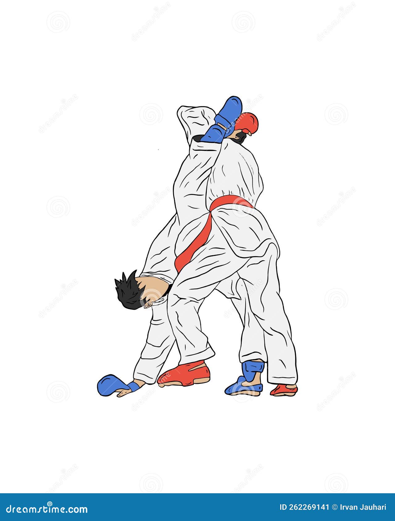 Illustration Vector Karate Sparring Stock Illustration - Illustration ...