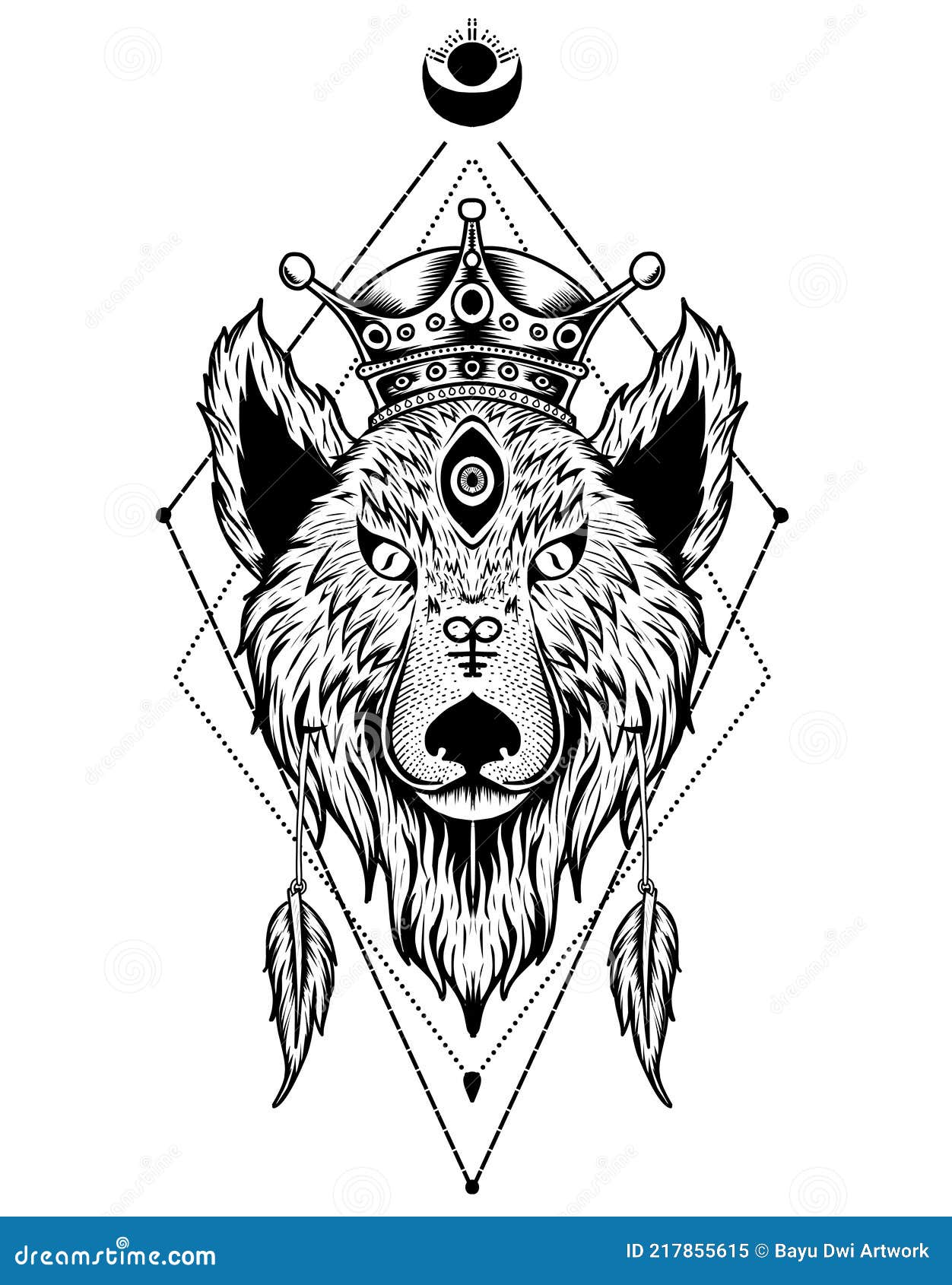 King Of Wolf With Aztec Tribal Silhouette Tattoo Stock Photo ...