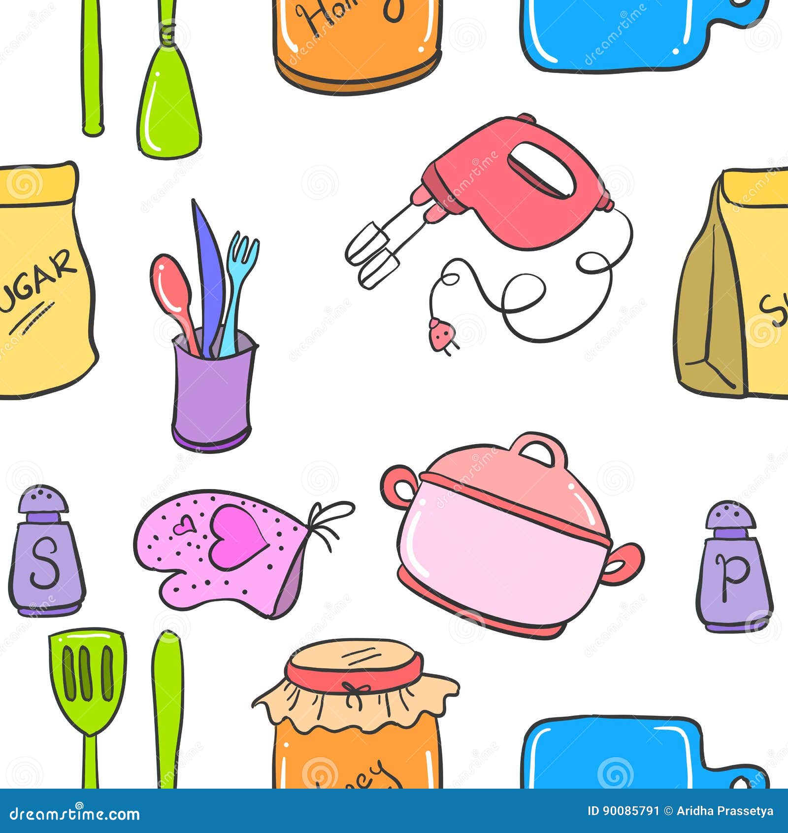 Illustration Vector Kitchen Set Doodles Stock Vector - Illustration of ...