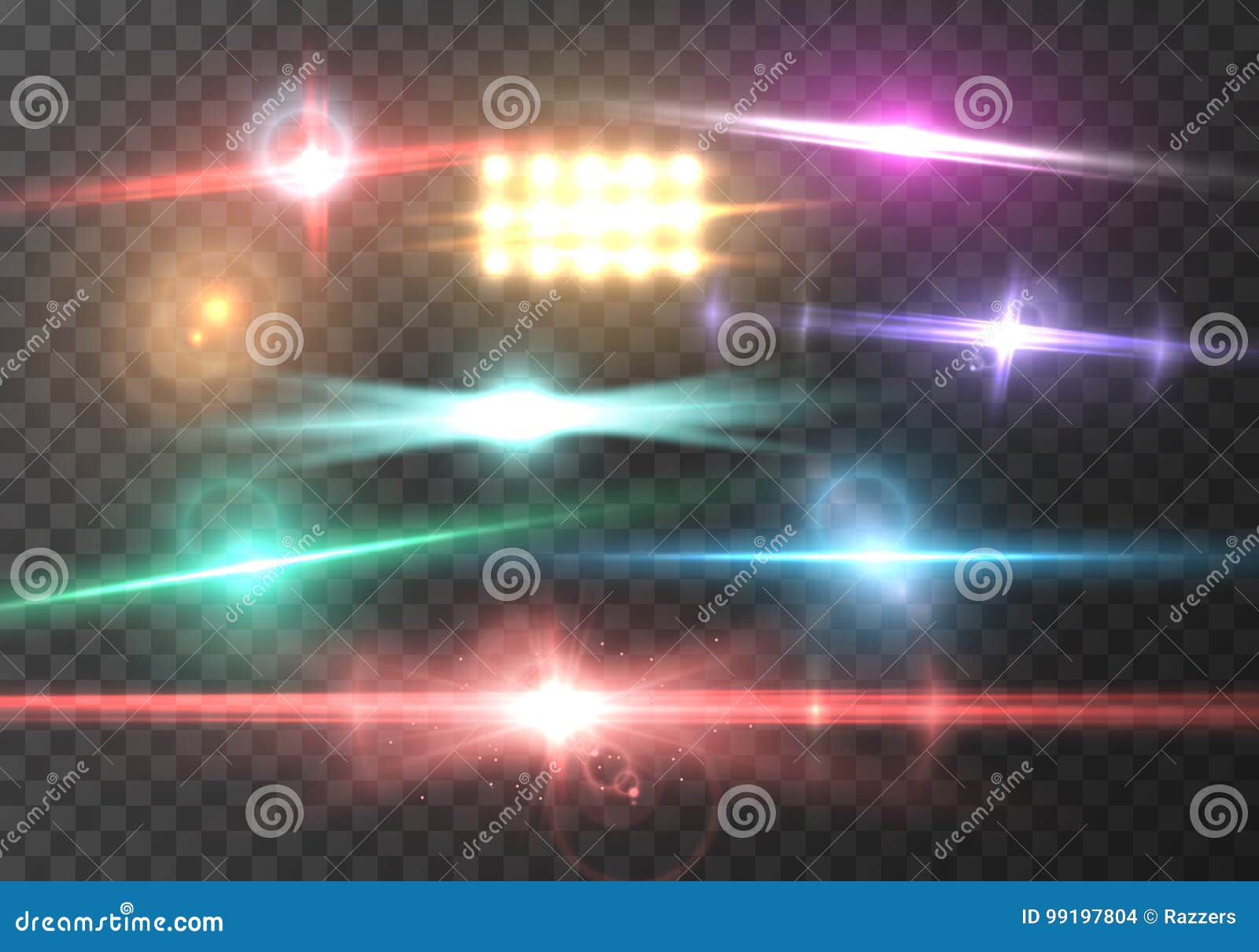 Vector Lens Flare Effect. Realistic Vector Sun Flare Transparent ...