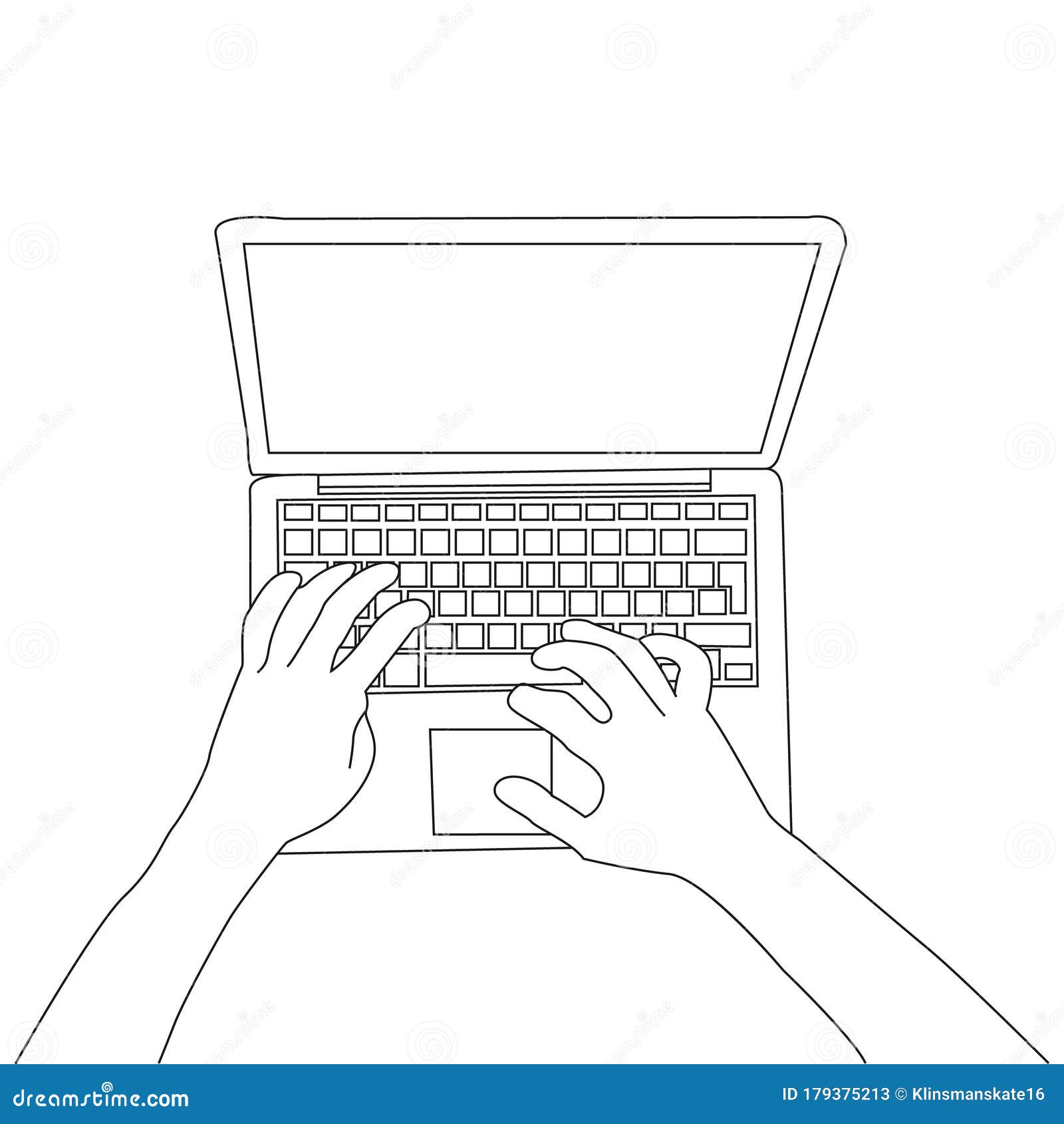 Illustration Vector Line Art Hand on Laptop Stock Illustration ...