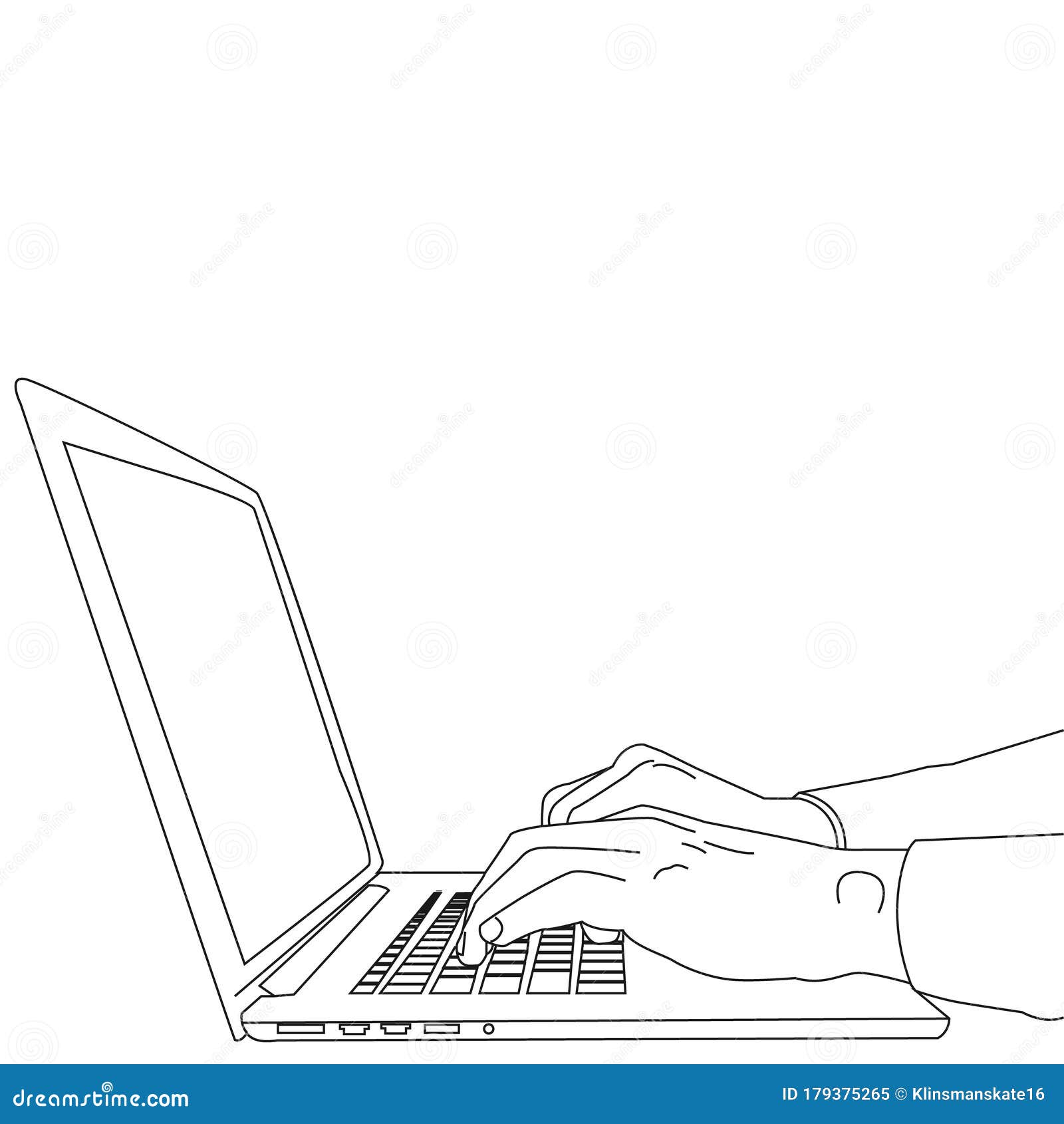 Illustration Vector Line Art Hand on Laptop for Business Stock ...