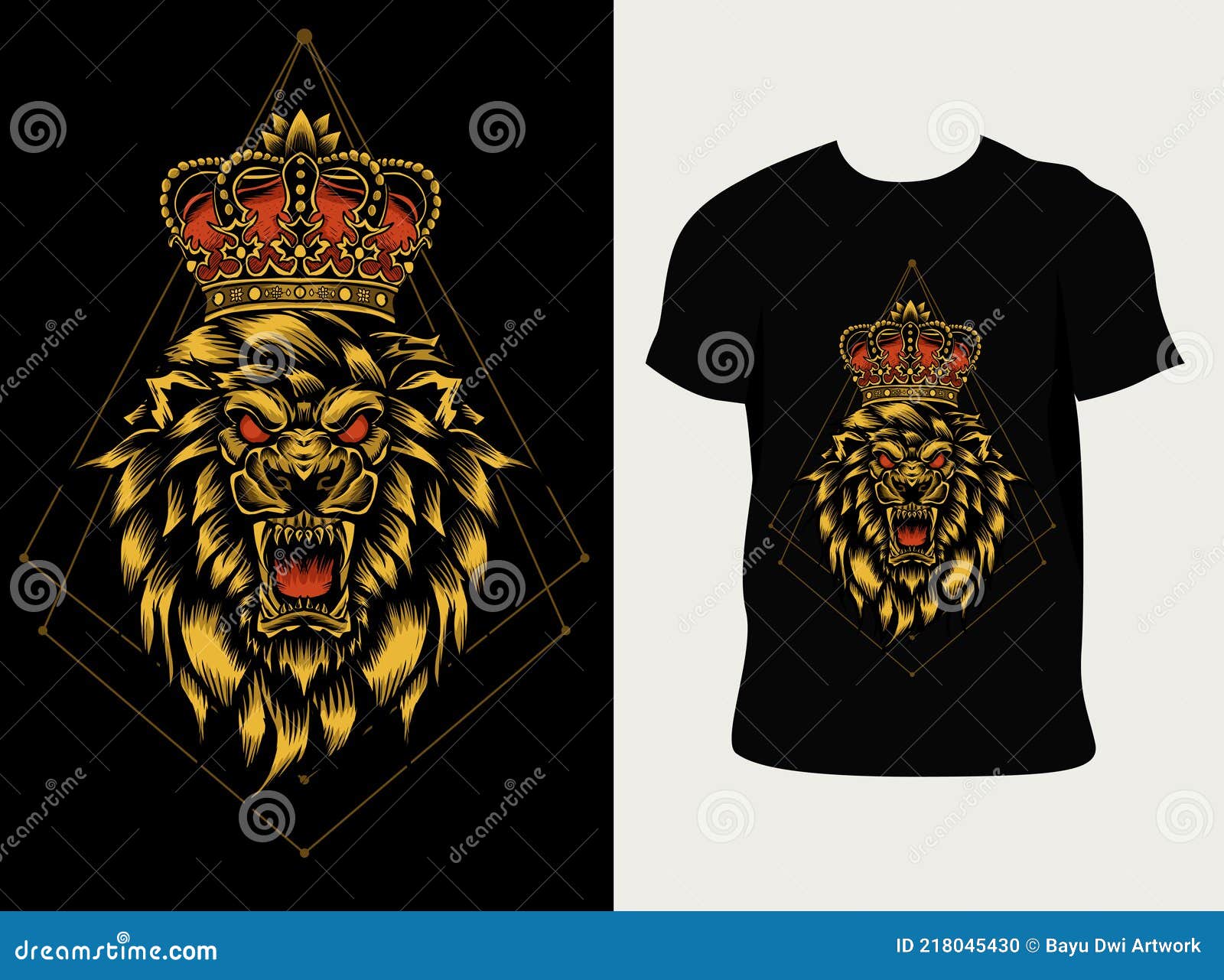 Lion King with T Shirt Design Stock Illustration - Illustration of head ...