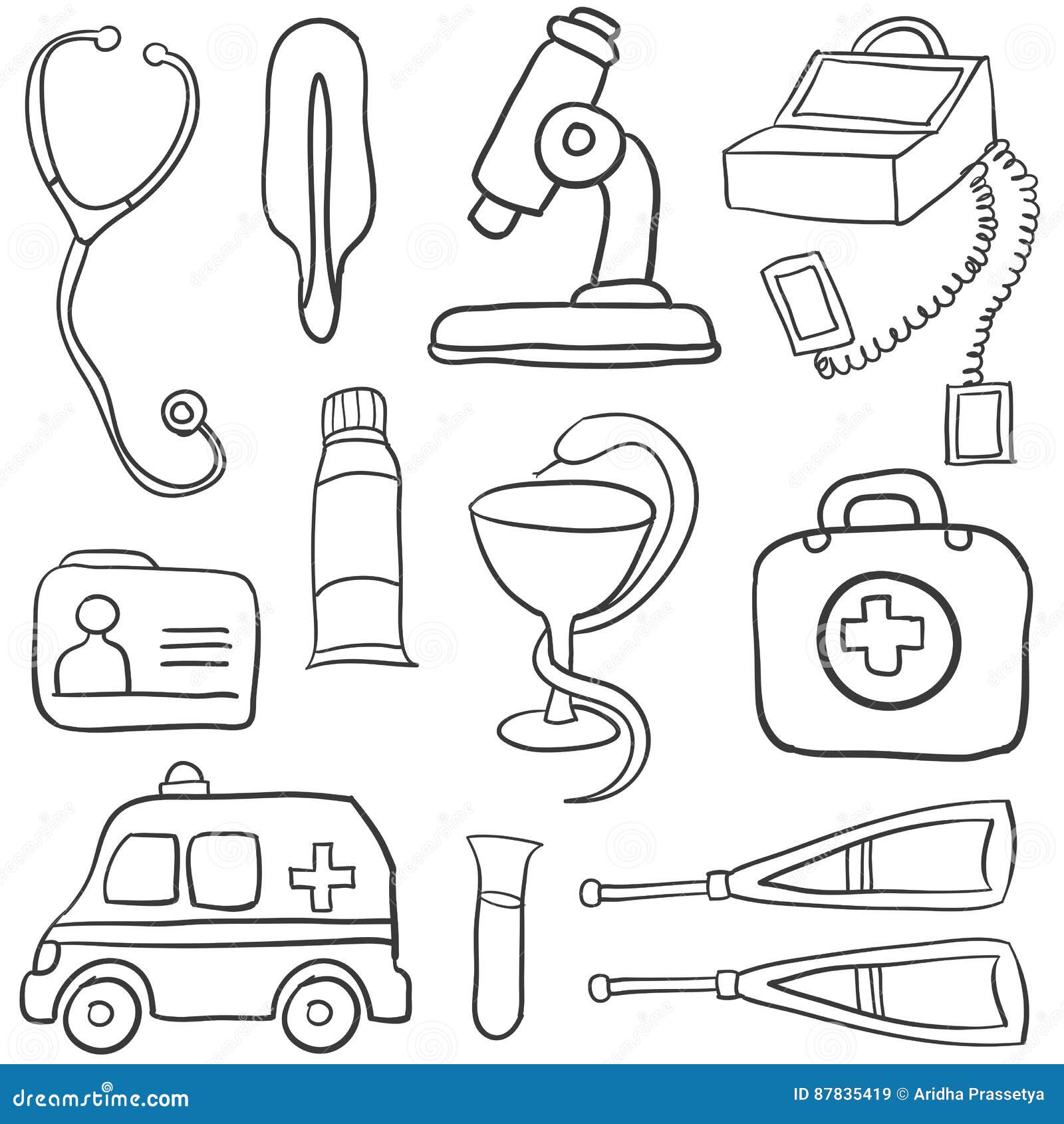 Illustration Vector of Medical Doodles Stock Vector - Illustration of ...