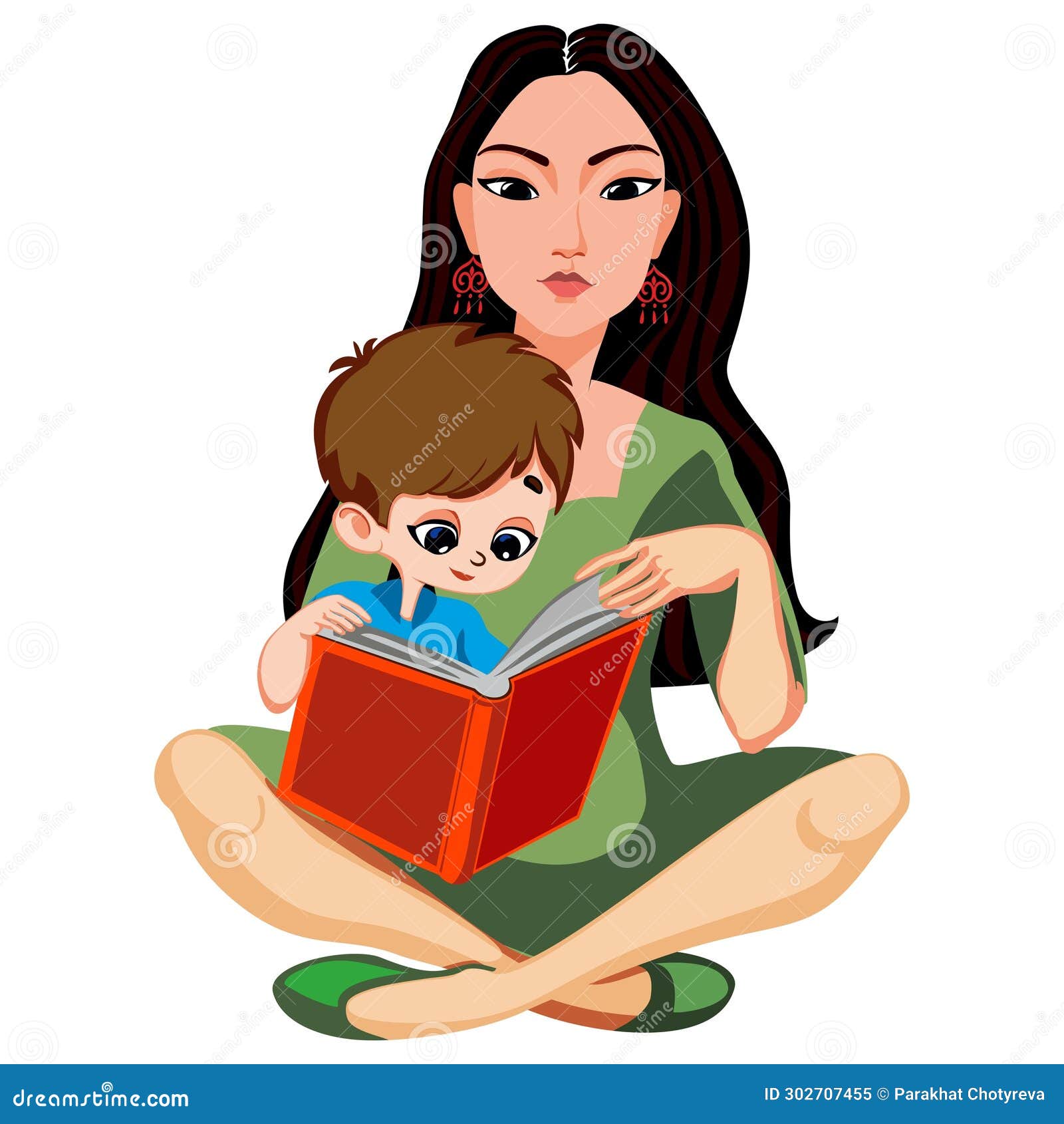 Illustration Of A Mother Reading A Book Stock Vector Illustration Of