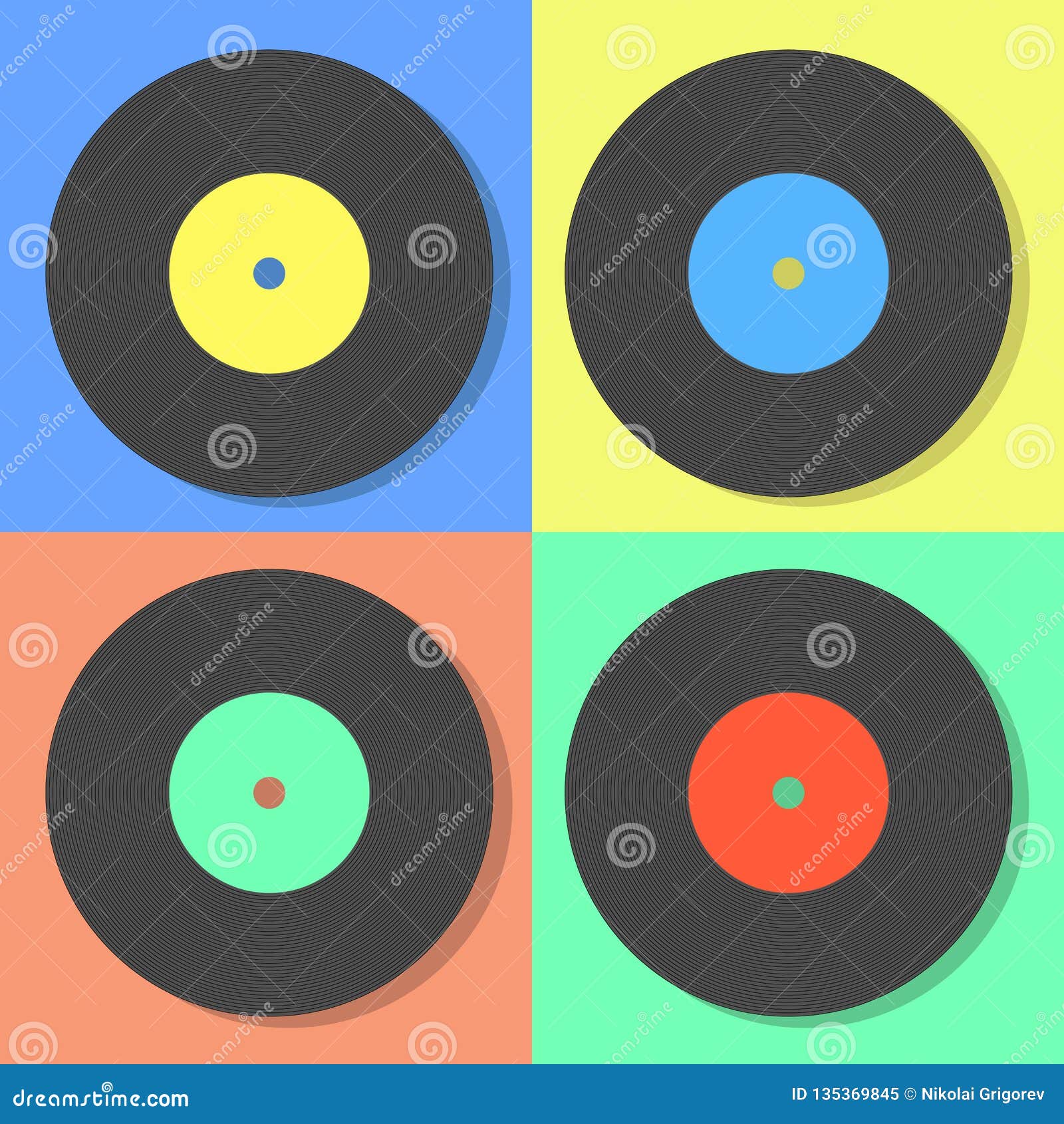 Illustration of Vector Multi Colored Vinyl Disks Stock Vector ...