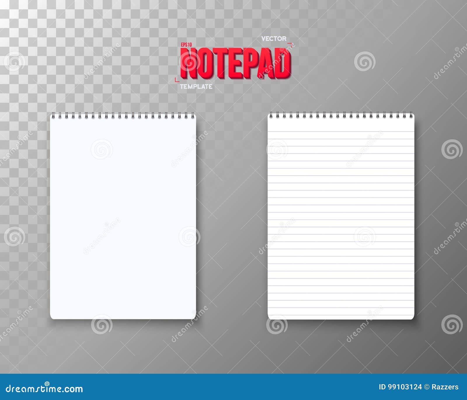 Vector Notepad Set Realistic Vector Empty Notepad Template Stock Vector Illustration Of