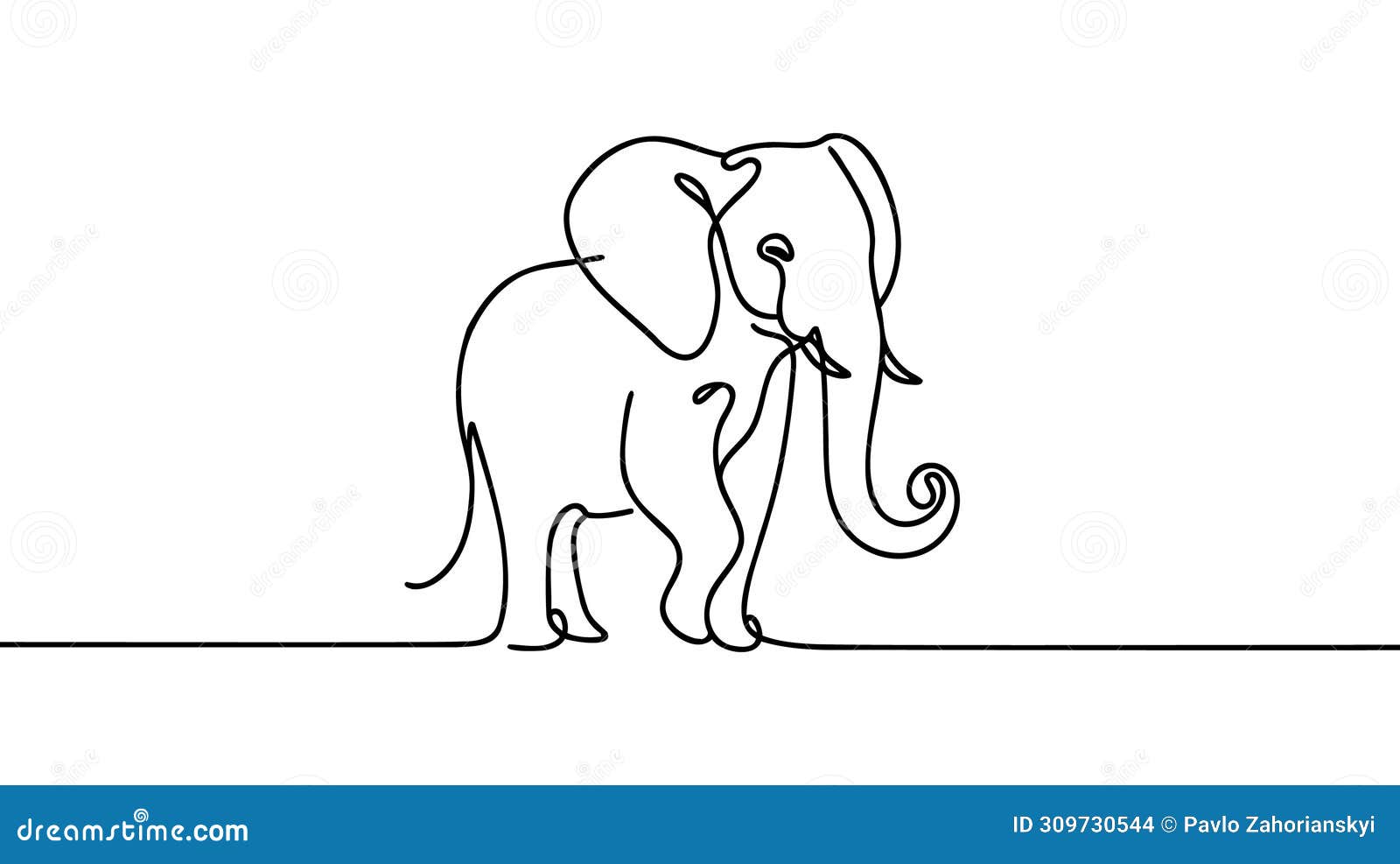 Illustration of Vector One Continuous Line Elephant Logo Design ...
