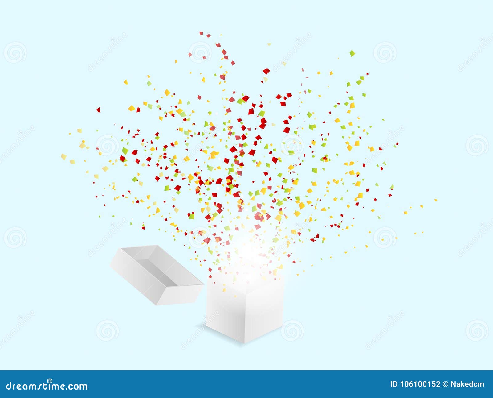 Popper, Confetti, Paper Shoot Explode from White Box Stock Vector ...