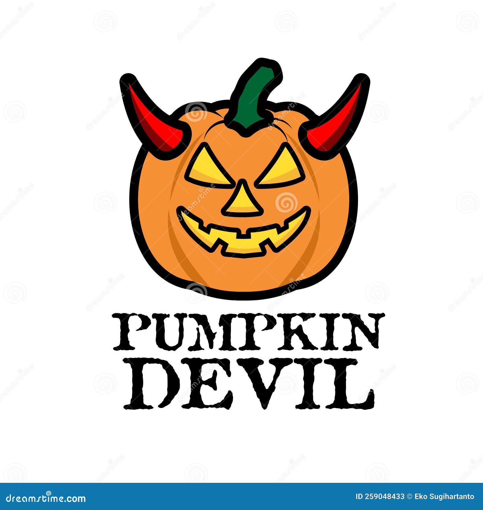 Illustration Vector of Pumpkin Devil Logo for Halloween Stock Vector ...