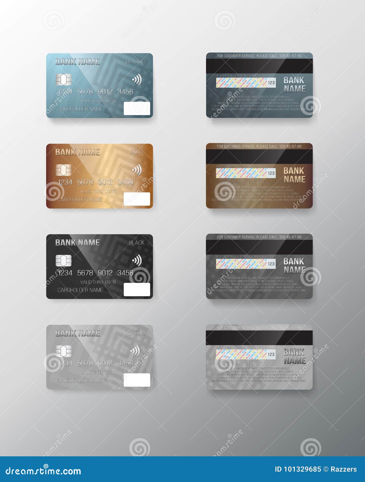 Vector Realistic Credit Card Set Stock Vector - Illustration of ...