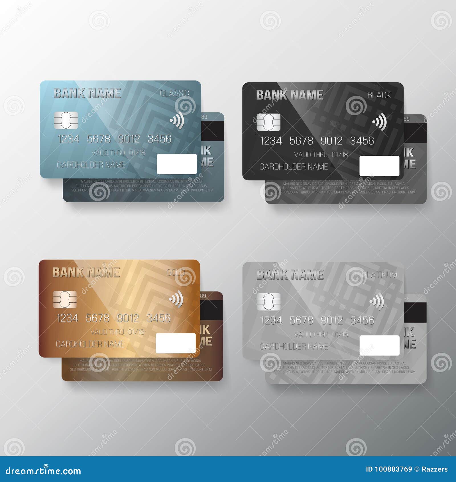 Vector Realistic Credit Card Set Stock Vector - Illustration of retail ...