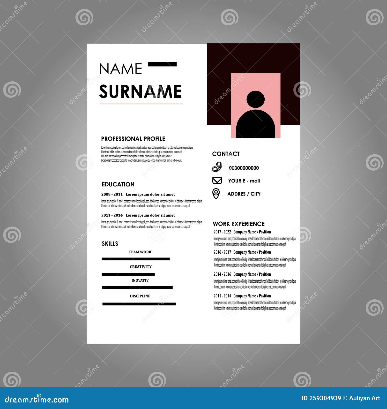 Illustration Vector of Resume. Clear and Modern Professional Resume CV ...