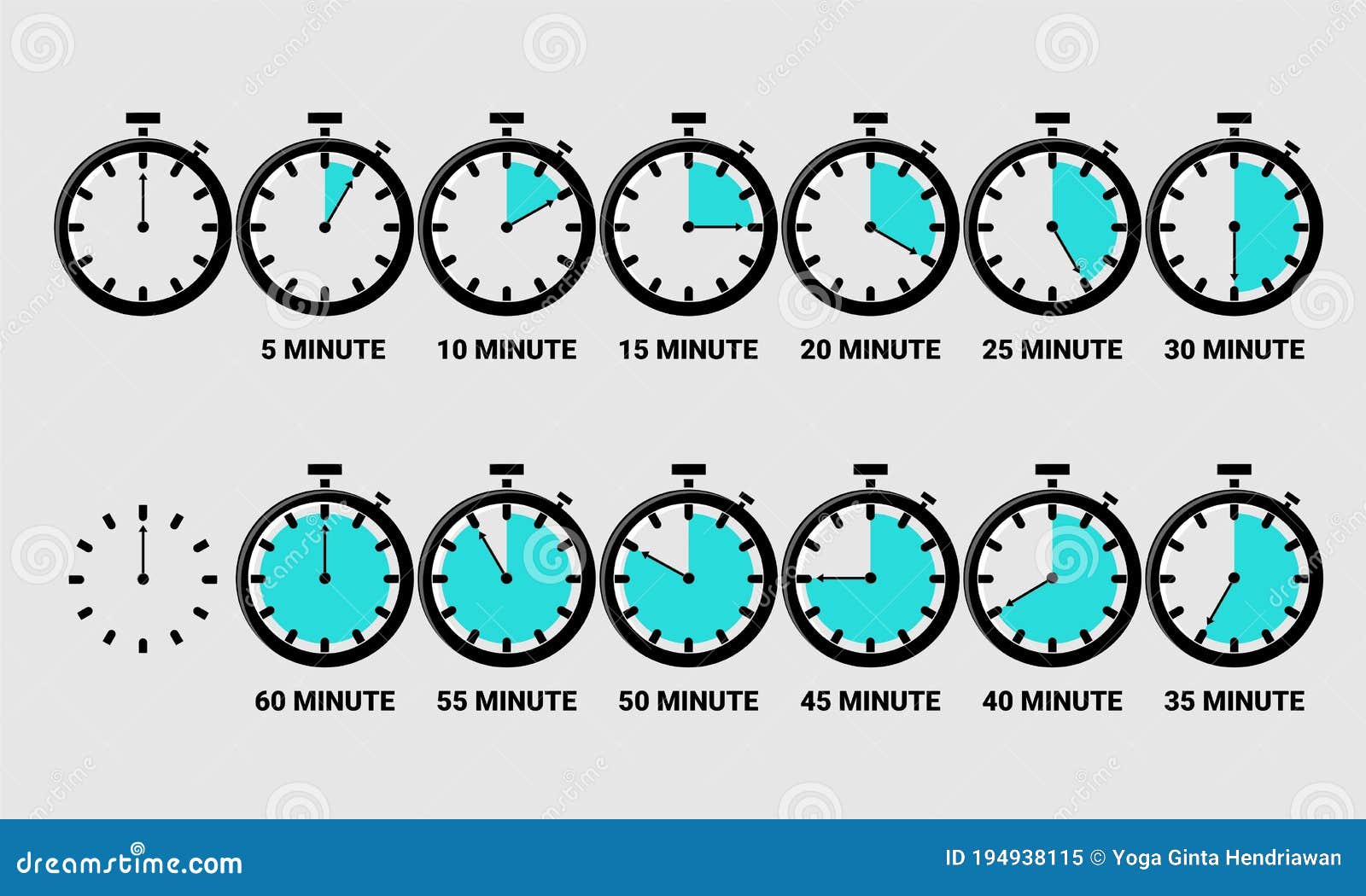 Set of Timer, Clock, Stopwatch. Flat Symbol Sign. Illustration Vector ...